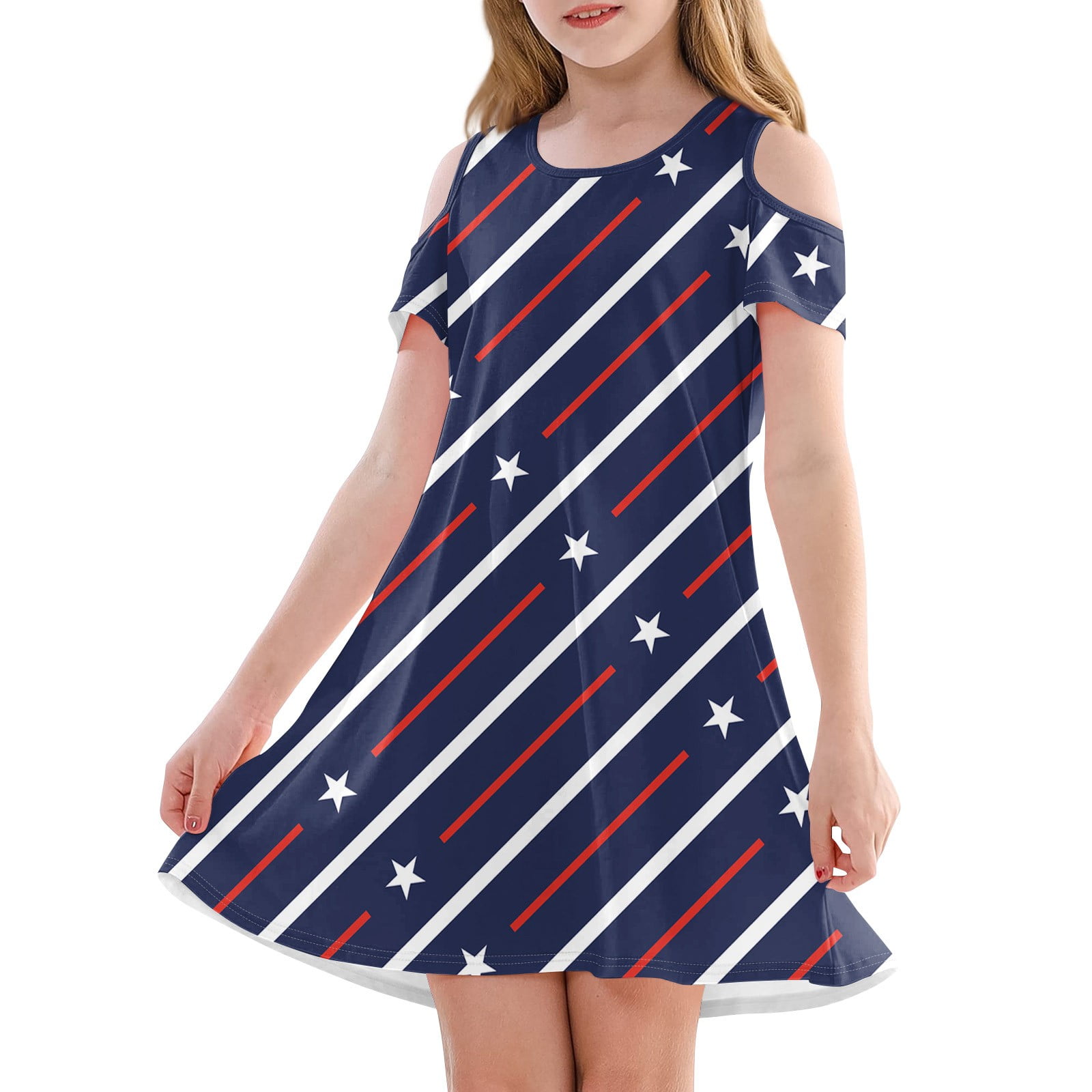 American Flag Dresses for Girls Patriotic 4th of July Dresses Cold ...