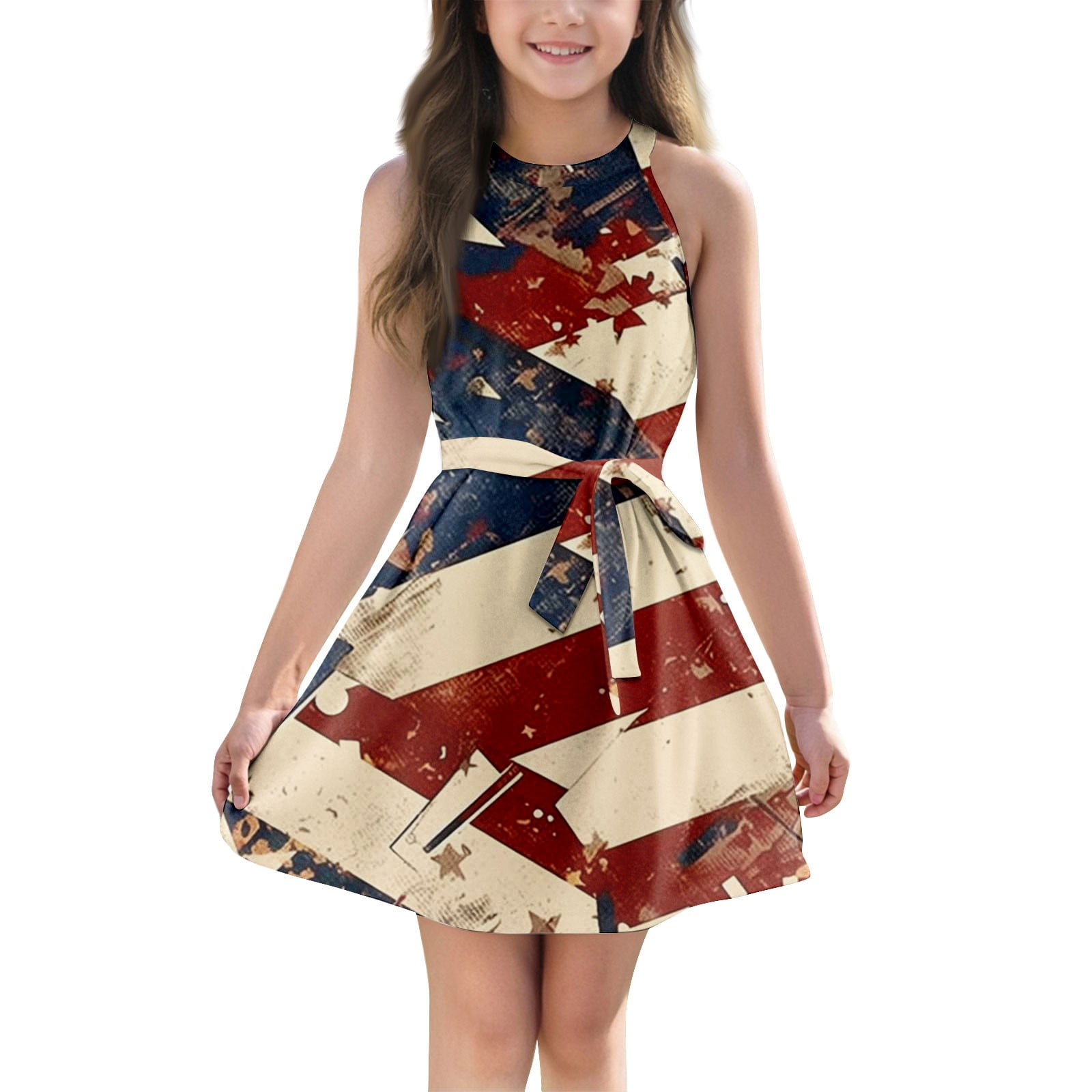 American Flag Dresses for Girls Patriotic 4th of July Dresses Halter ...