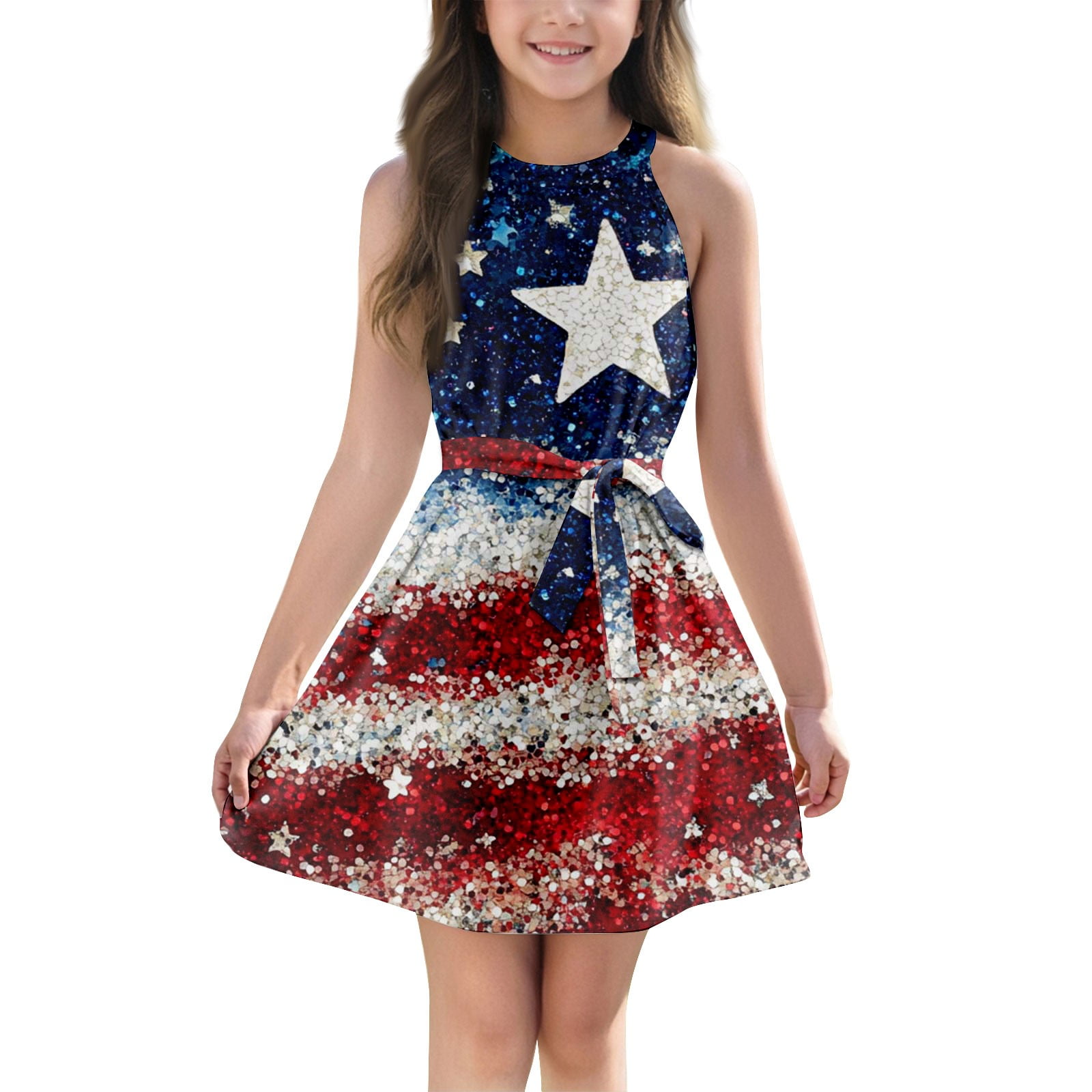 American Flag Dresses for Girls Patriotic 4th of July Dresses Halter ...