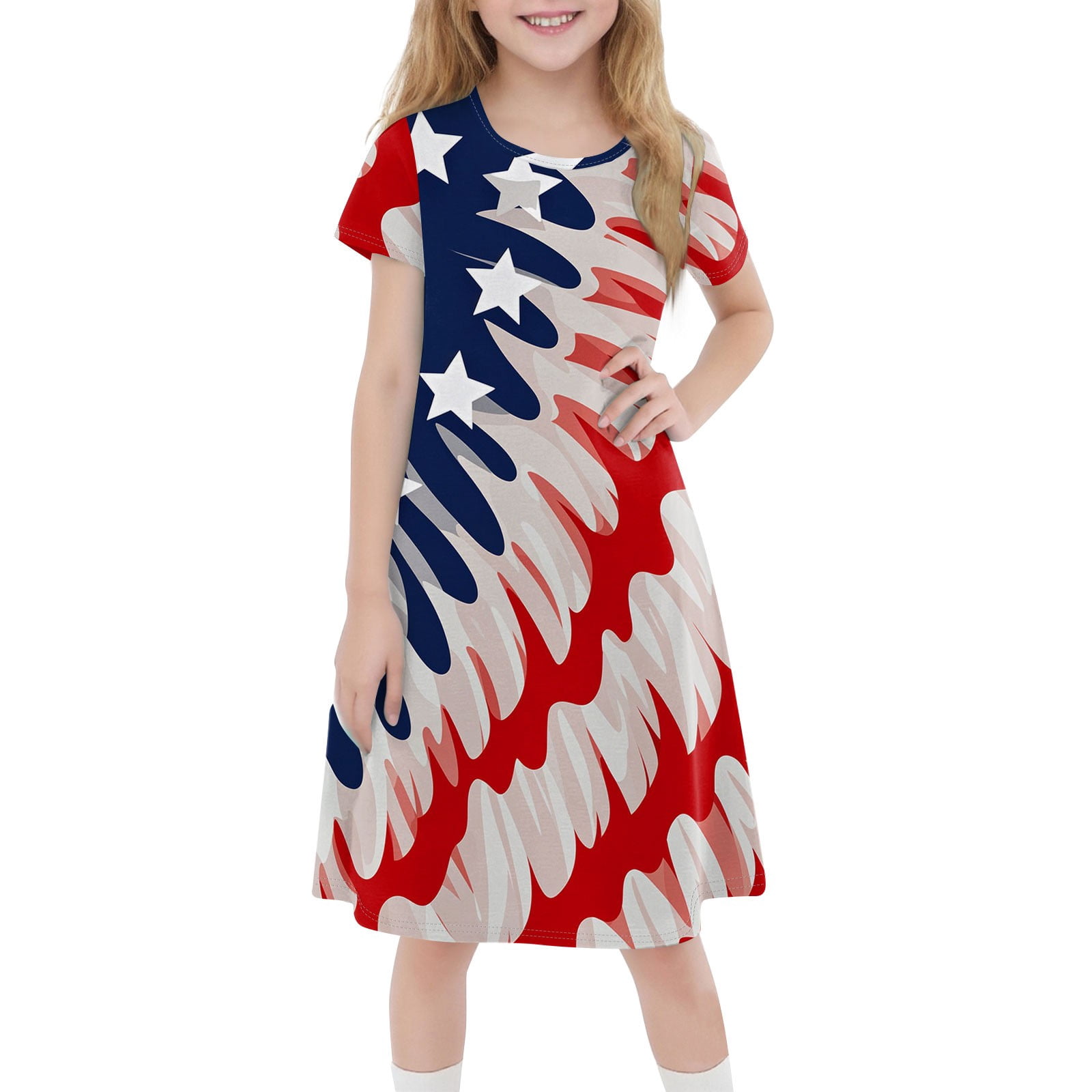 American Flag Dresses for Girls Patriotic 4th of July Dresses Short ...