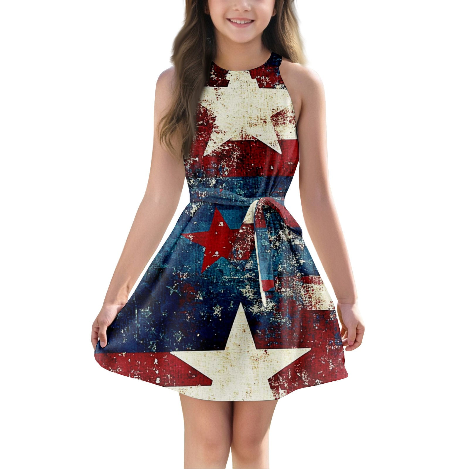 American Flag Dresses for Girls Size 10-12 4th of July Dresses Halter ...
