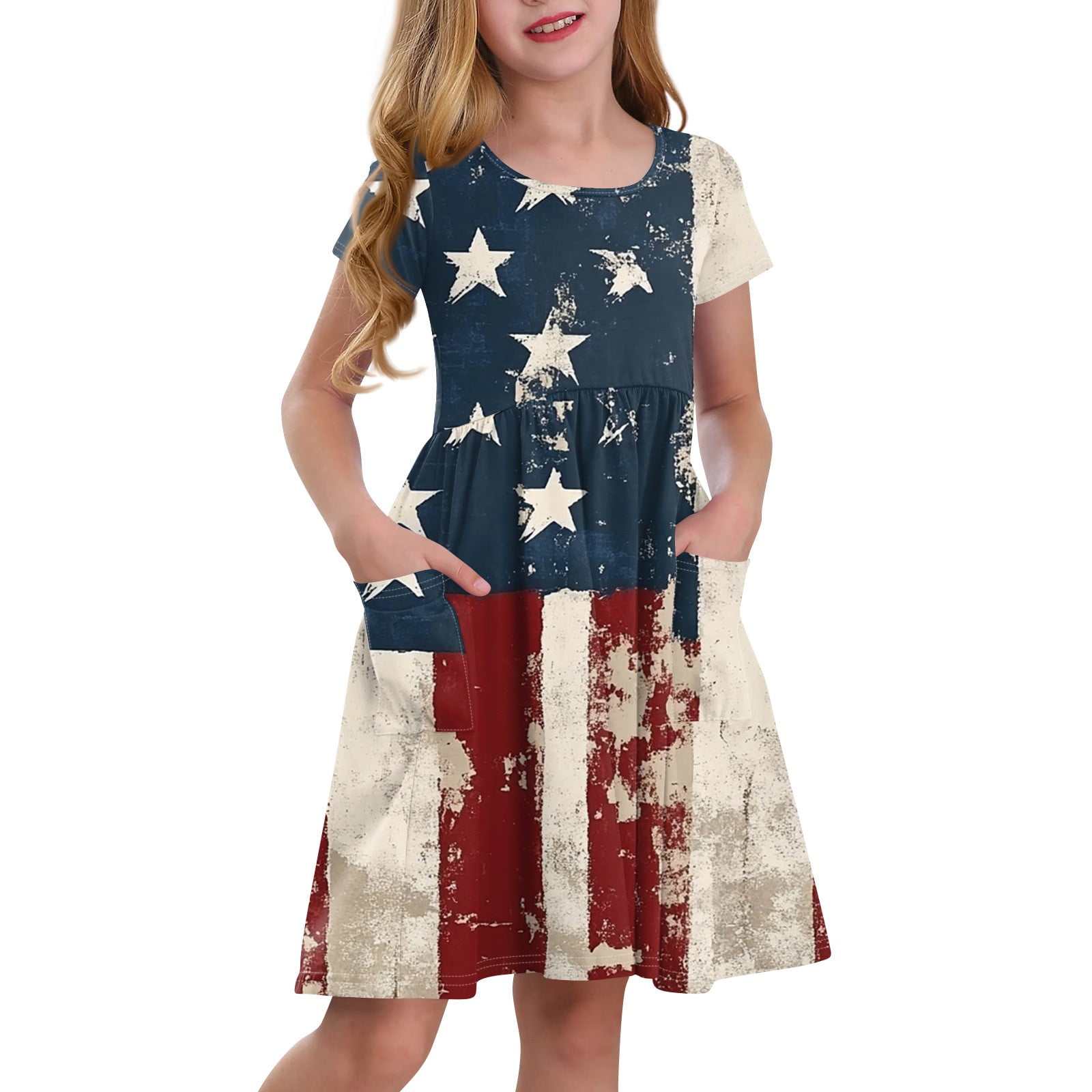 American Flag Dresses for Girls Size 10-12 4th of July Dresses Short ...