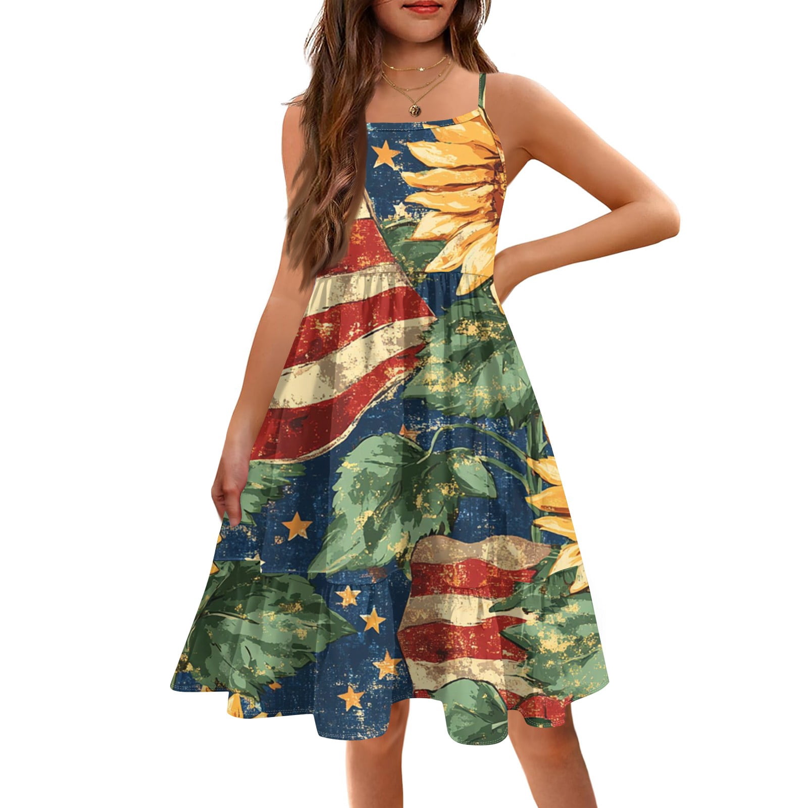 American Flag Dresses for Girls Size 10-12 4th of July Dresses ...