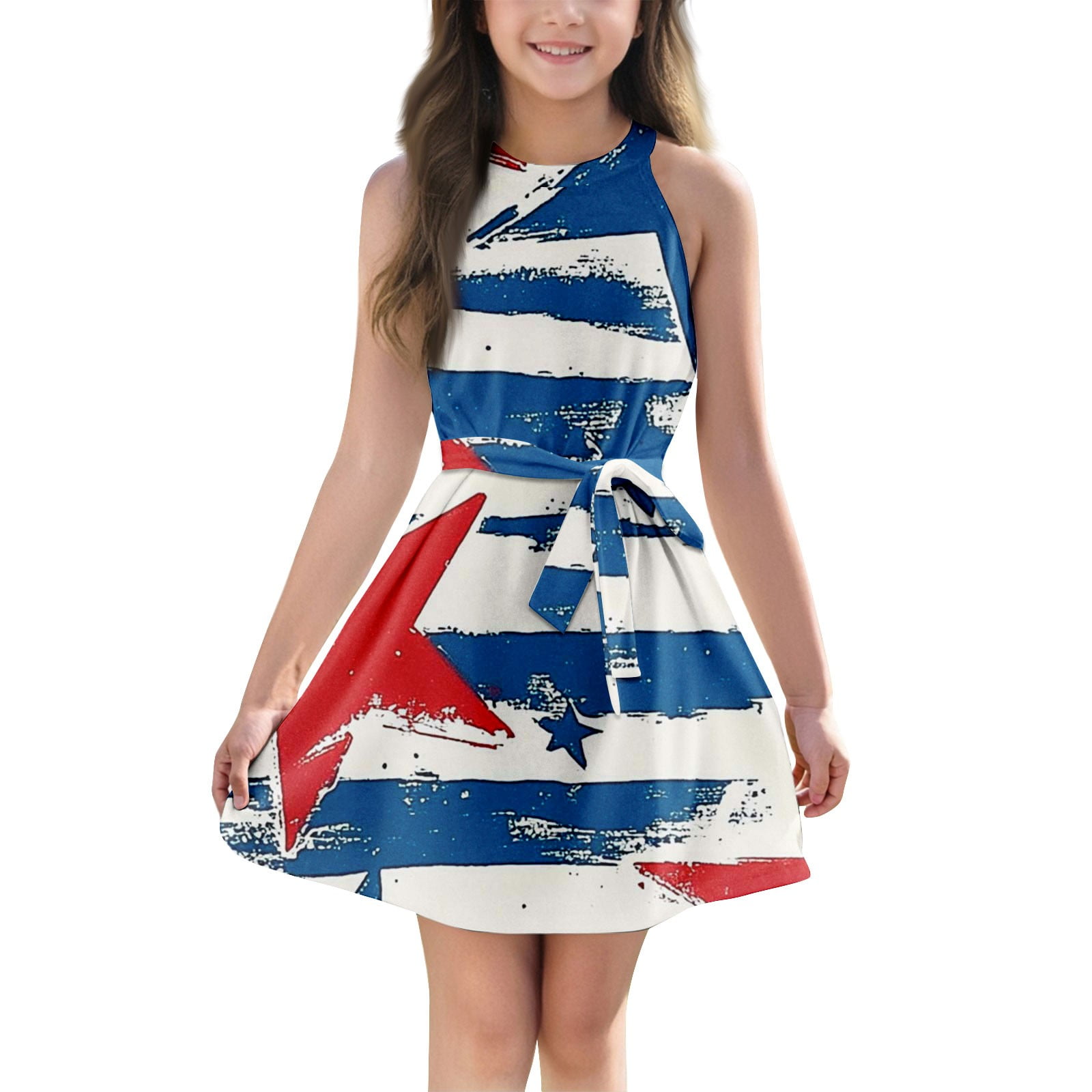 American Flag Dresses for Girls Halter Dress Independence Day Stars ...