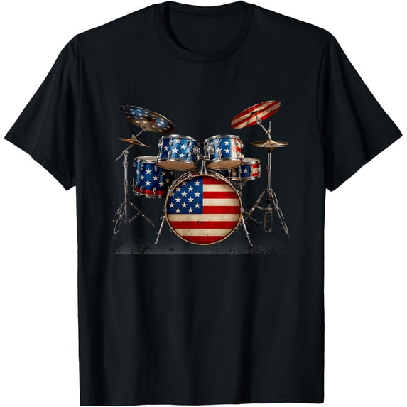 American Flag Drum Drumset 4Th Of July Usa Patriotic Drummer T-Shirt ...