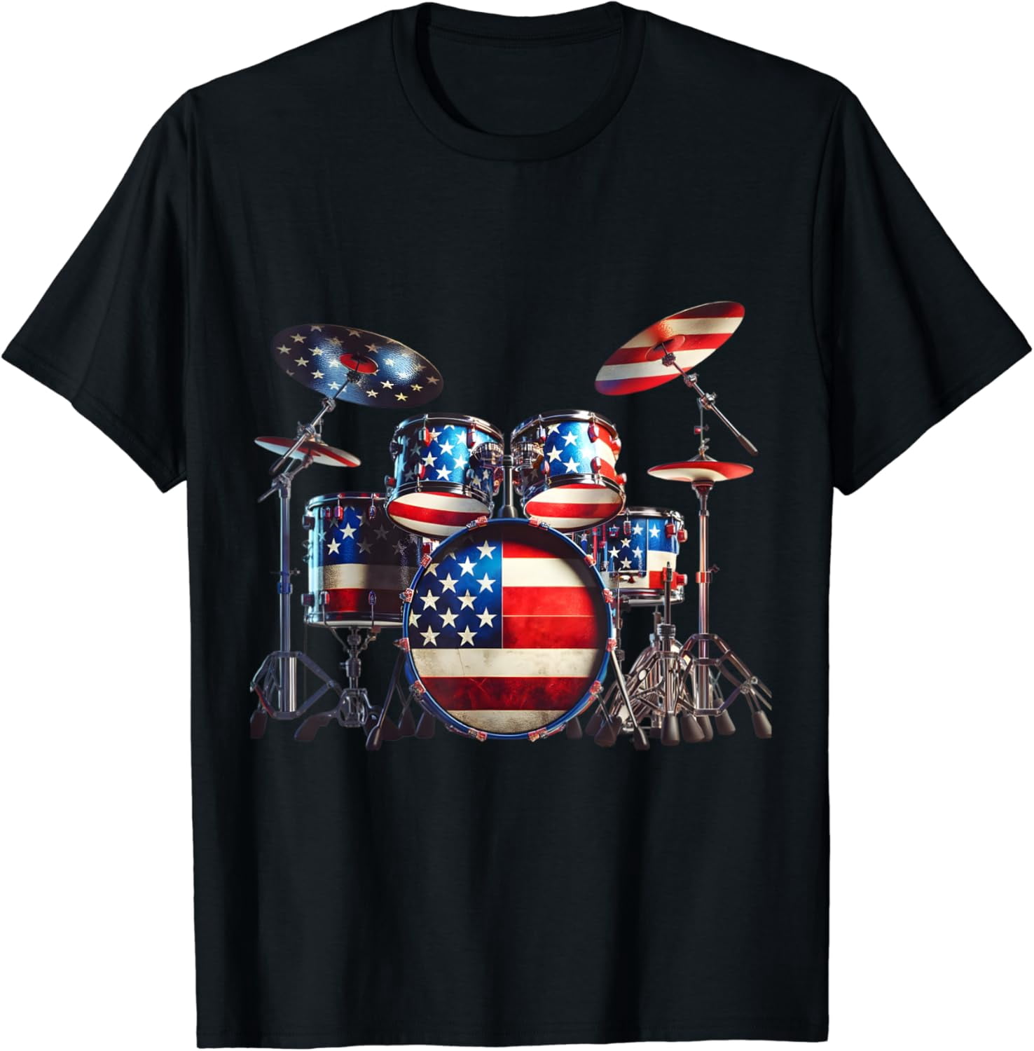 American Flag Drum Drumset 4Th Of July Usa Patriotic Drummer T-Shirt ...