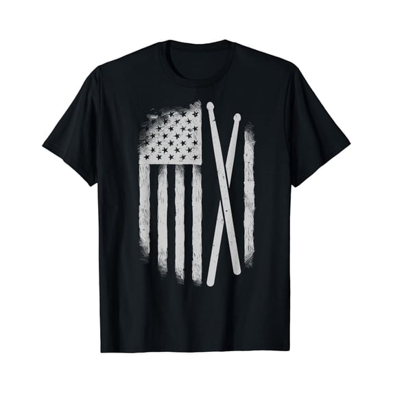 American Flag Drumsticks USA Drummers Vintage Drum Sticks T-Shirt ...