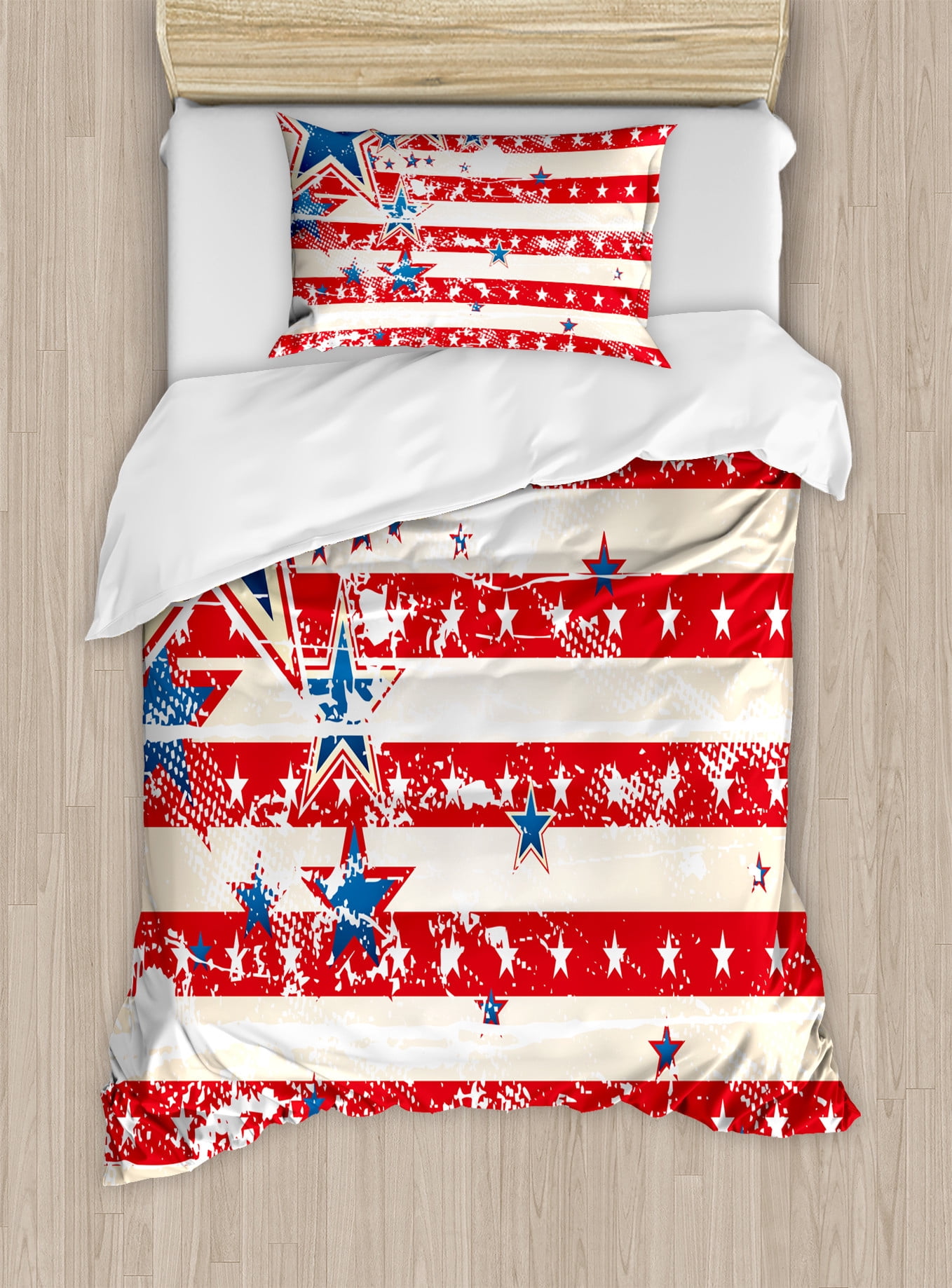 American Flag Duvet Cover Set, USA National Star Horizontal Stripes ...