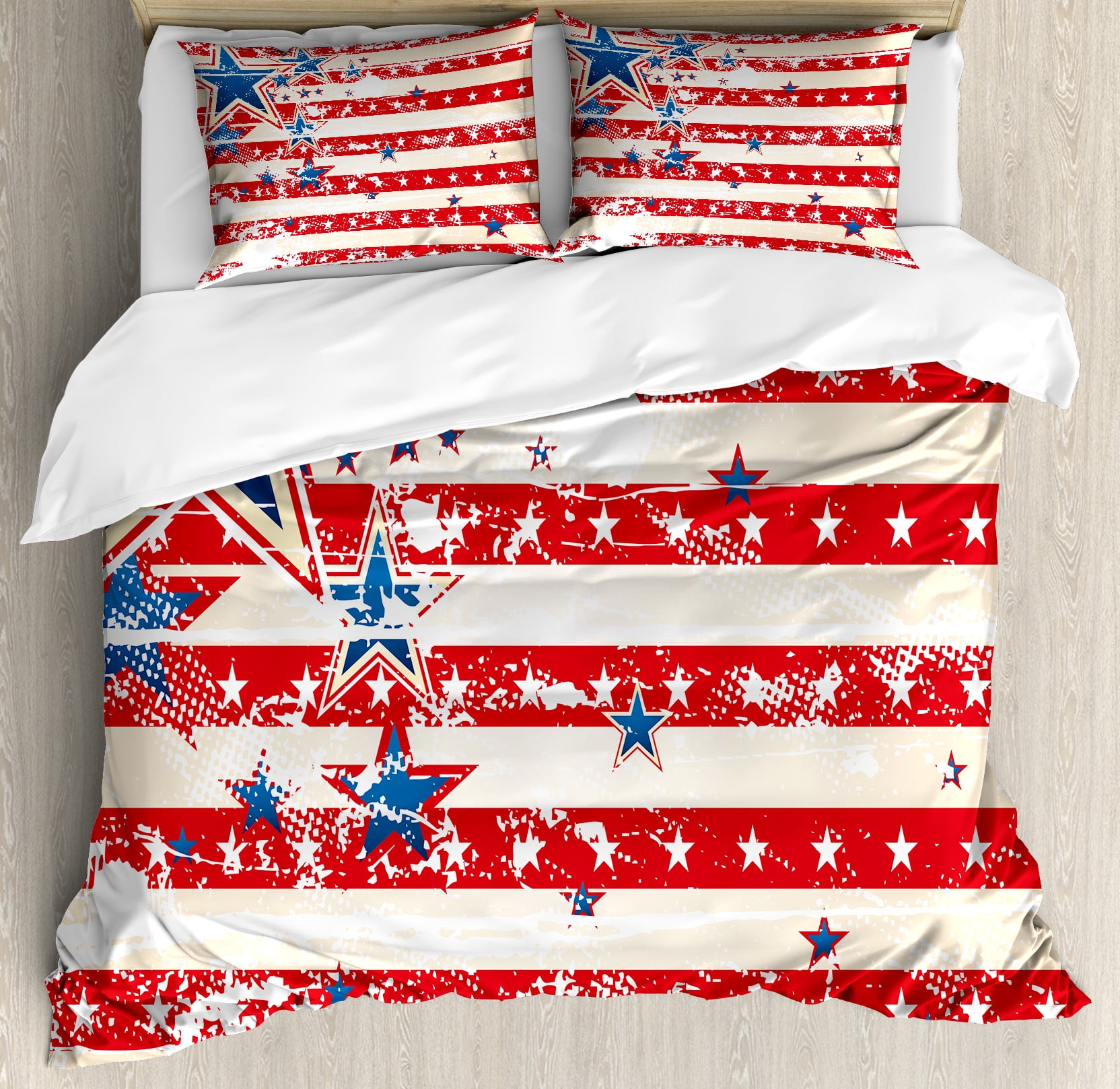 American Flag Duvet Cover Sets, USA National Star Horizontal Stripes ...