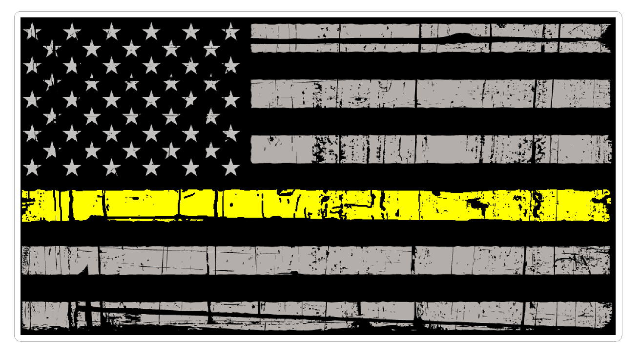 American Flag (E55) Thin Yellow Line Dispatch Vinyl Decal Sticker ...