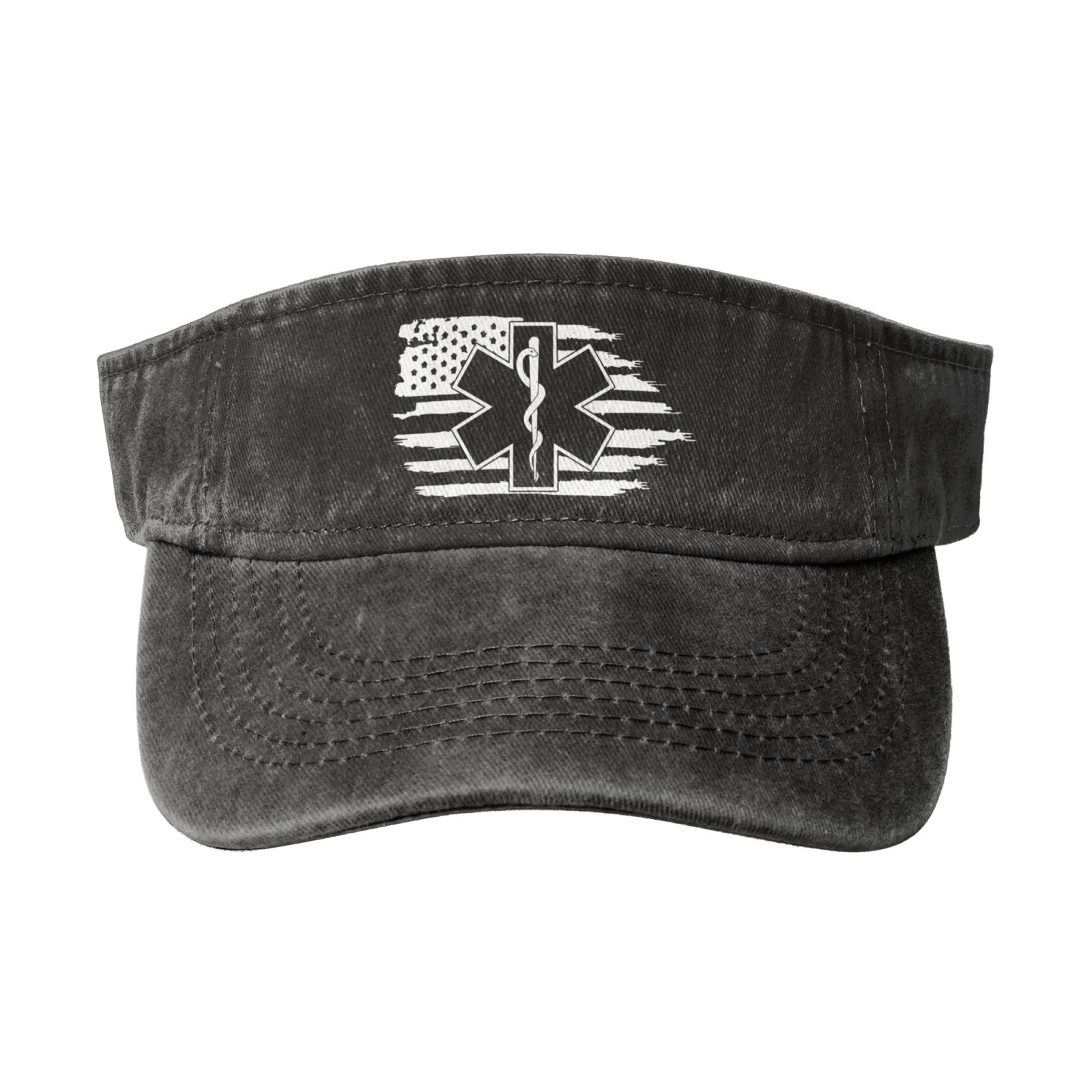 American Flag EMS Star of Life EMT Paramedic Medic Sun Visor Hats Denim ...