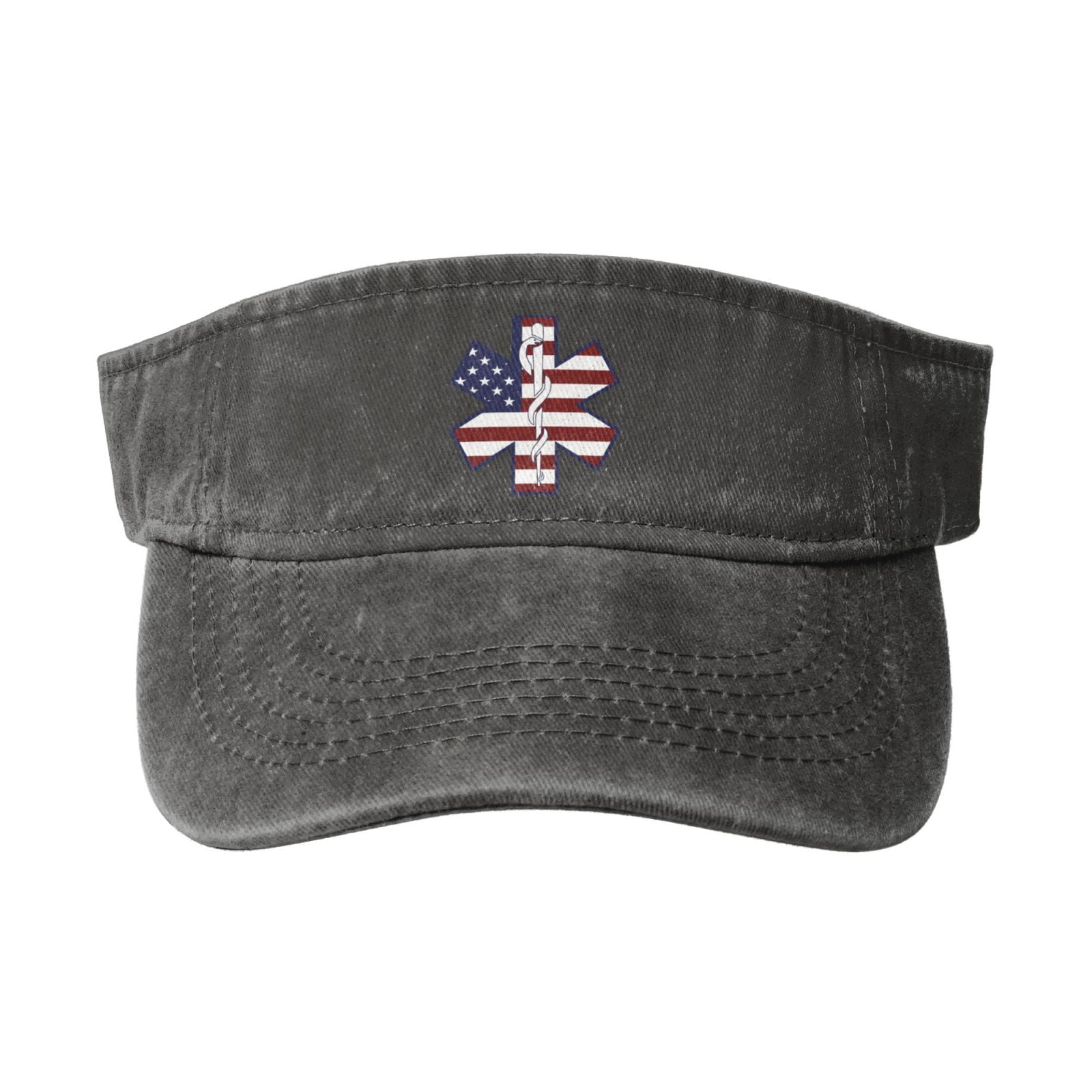 American Flag EMS Star of Life EMT Paramedic Medic Sun Visor Hats Denim ...