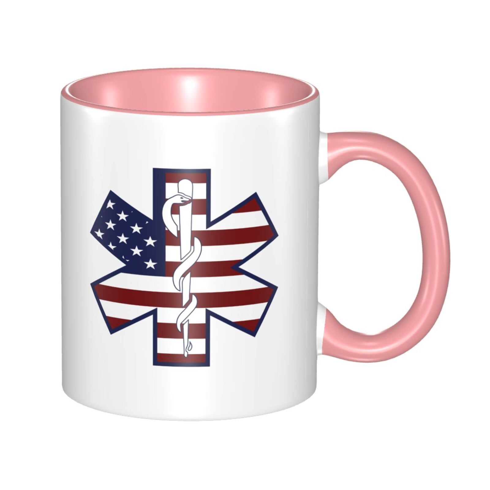 American Flag EMS Star of Life EMT Paramedic Medic Ceramic Coffee Mug Classic Stylish Tea Cup ...
