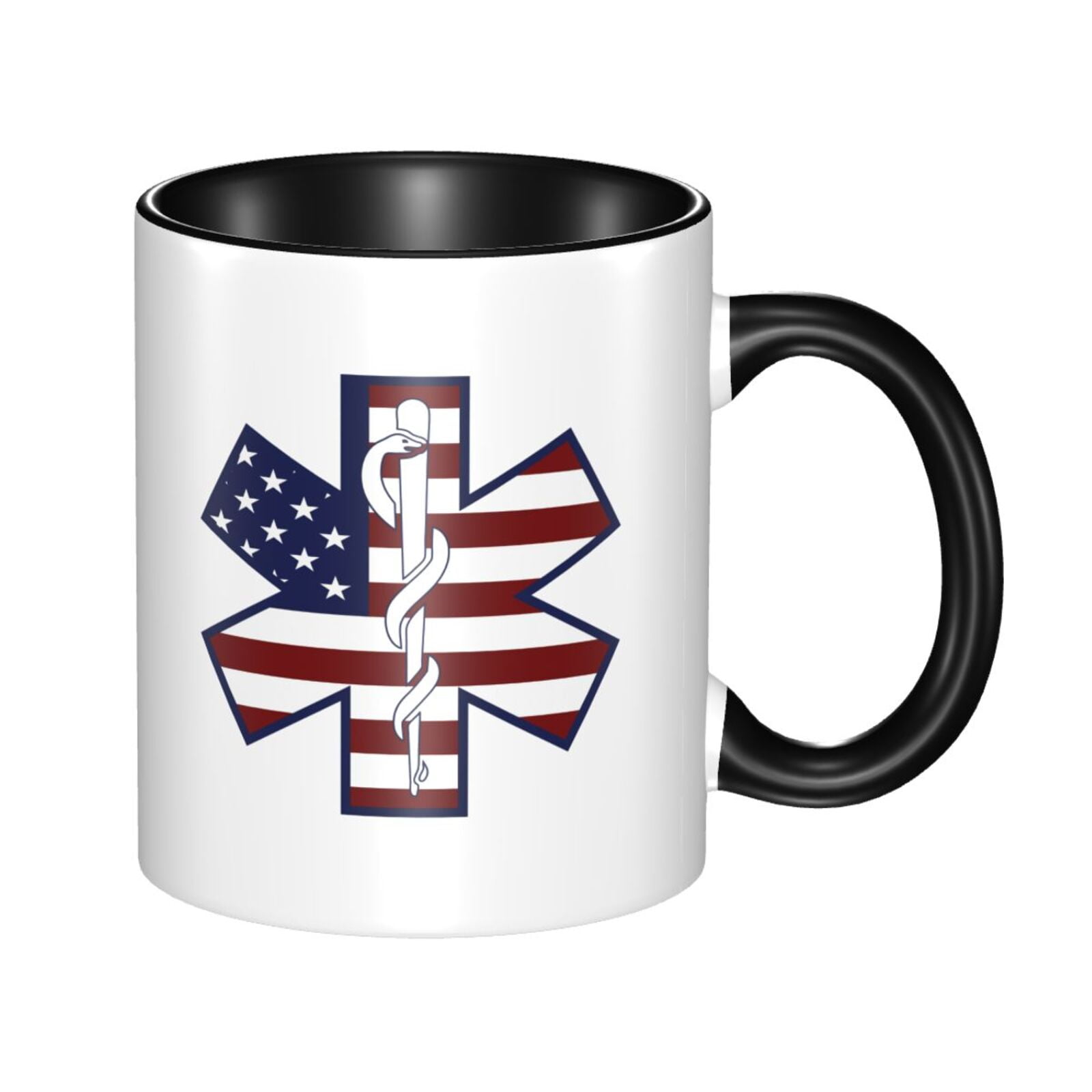 American Flag EMS Star of Life EMT Paramedic Medic Ceramic Coffee Mug ...
