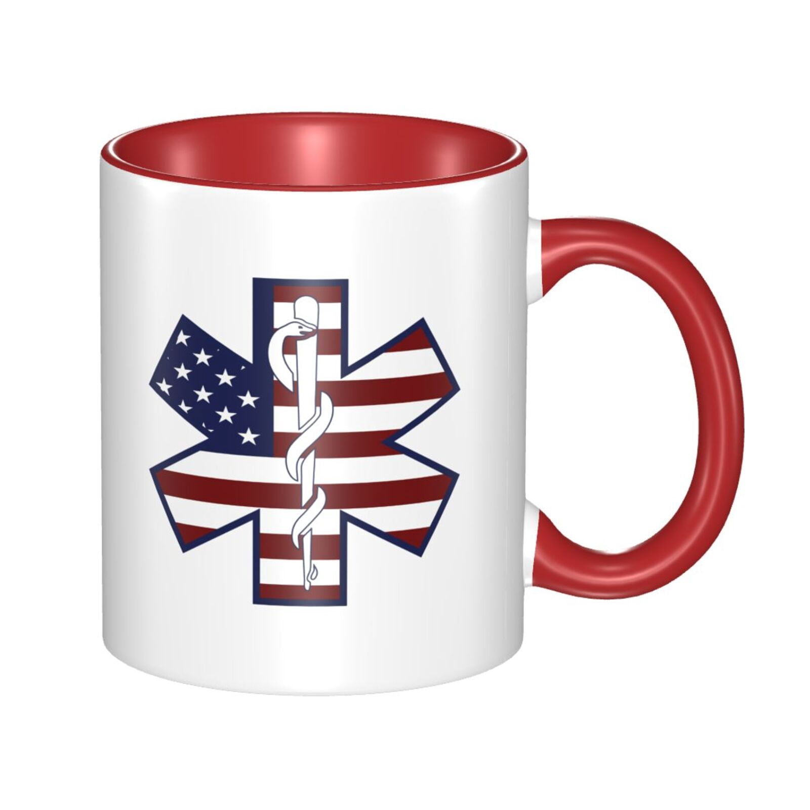American Flag EMS Star of Life EMT Paramedic Medic Ceramic Coffee Mug ...
