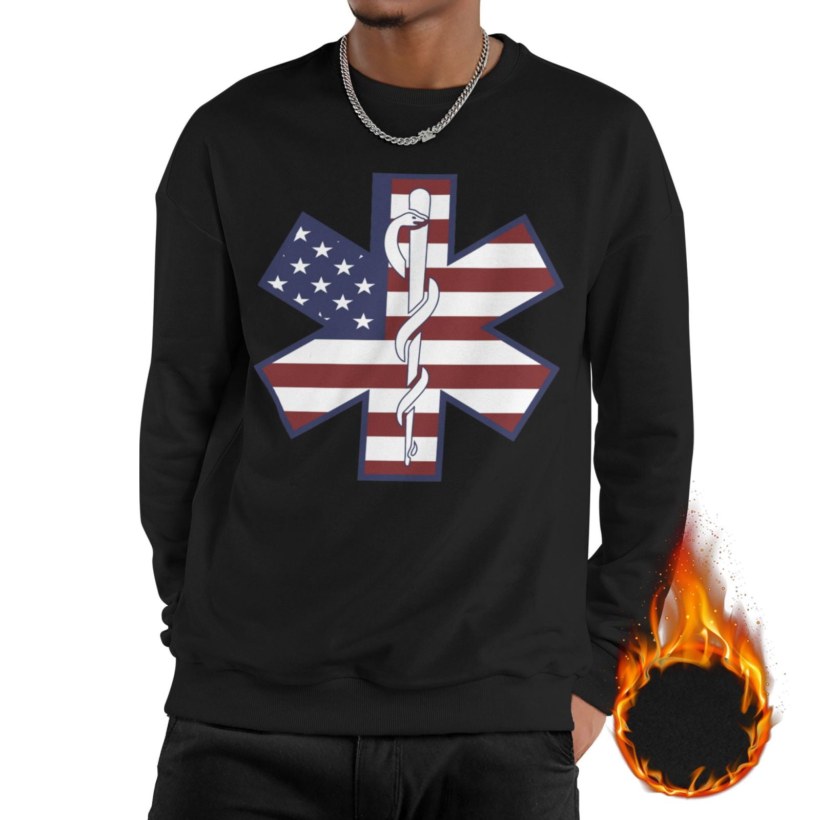 American Flag EMS Star of Life EMT Paramedic Medic Sweatshirts for Men ...