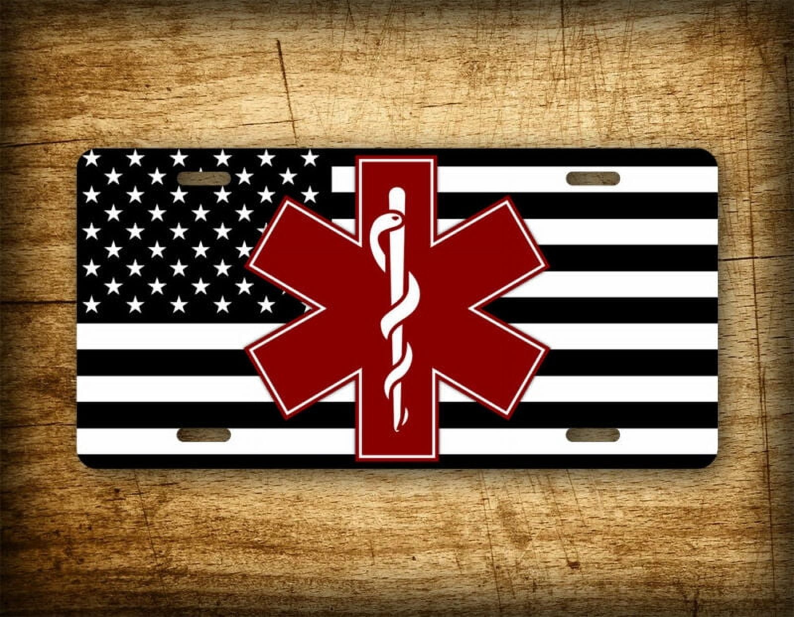 American Flag EMT Star Of Life EMS and Fire Fighter License Plate ...