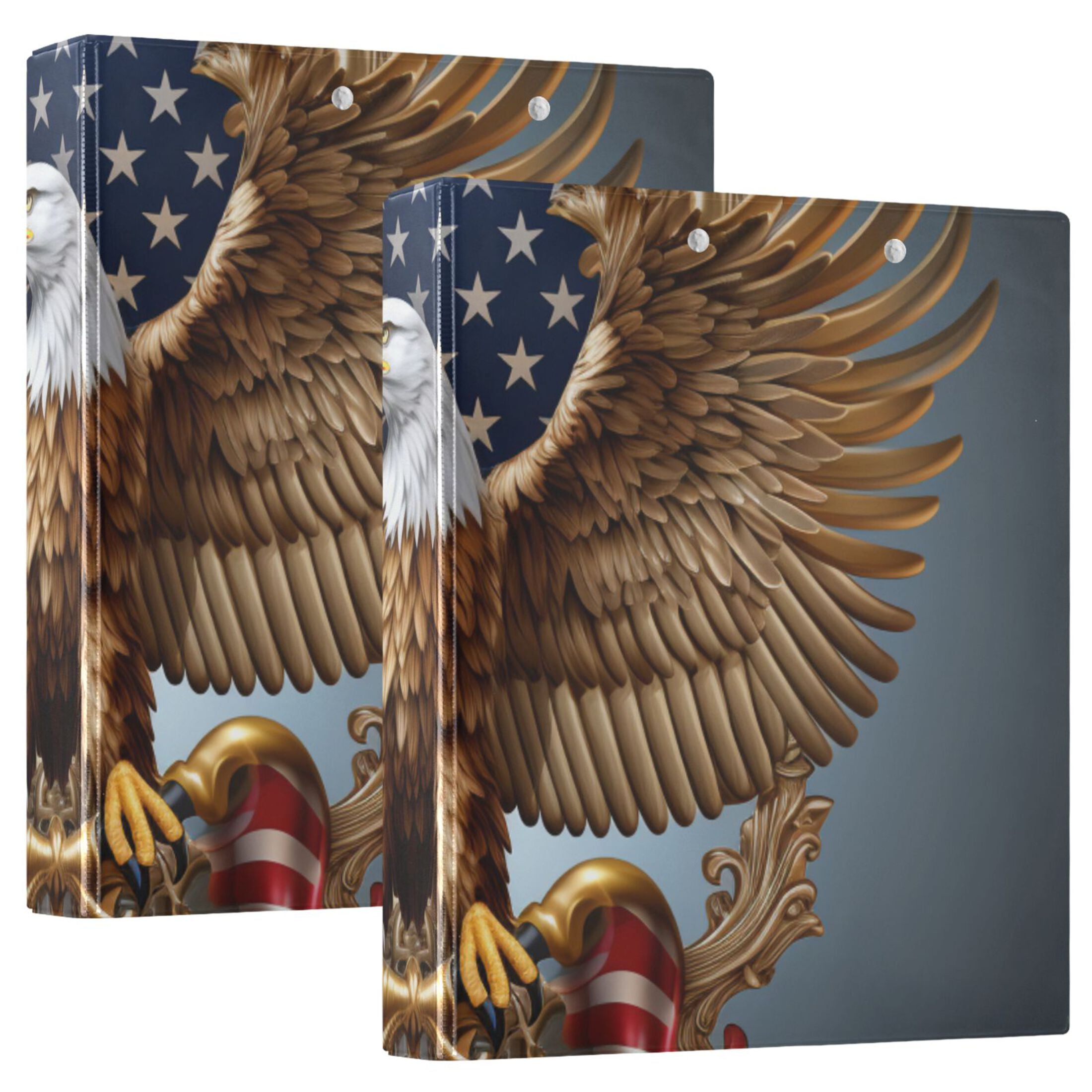 American Flag Eagle 3 Ring Binders 1.5 inch Hardcover File Folders with Interior Pockets A4 Size ...