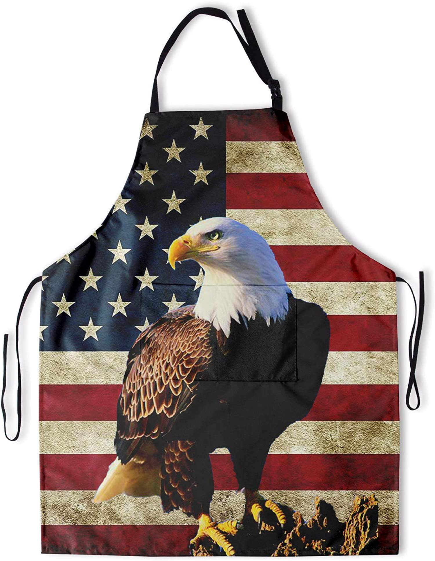 American Flag Eagle Apron with 2 Pockets Waterproof Polyester Bib ...