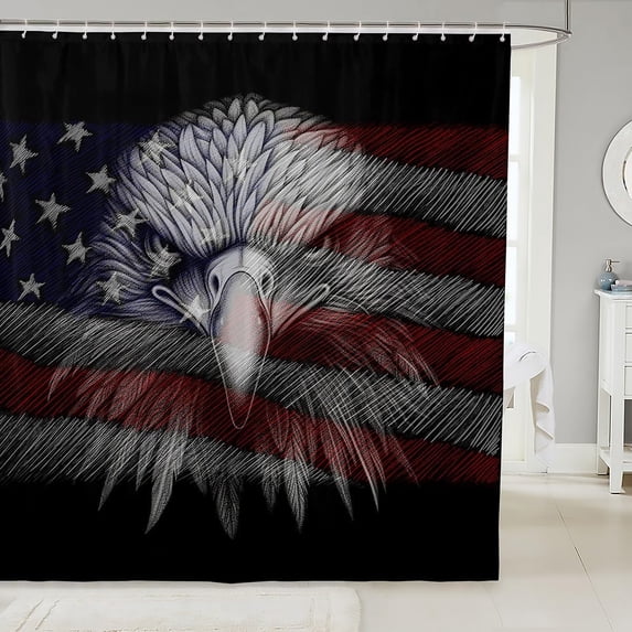 American Flag Eagle Bath Curtain Cute Eagle USA Flag Shower Curtain For ...