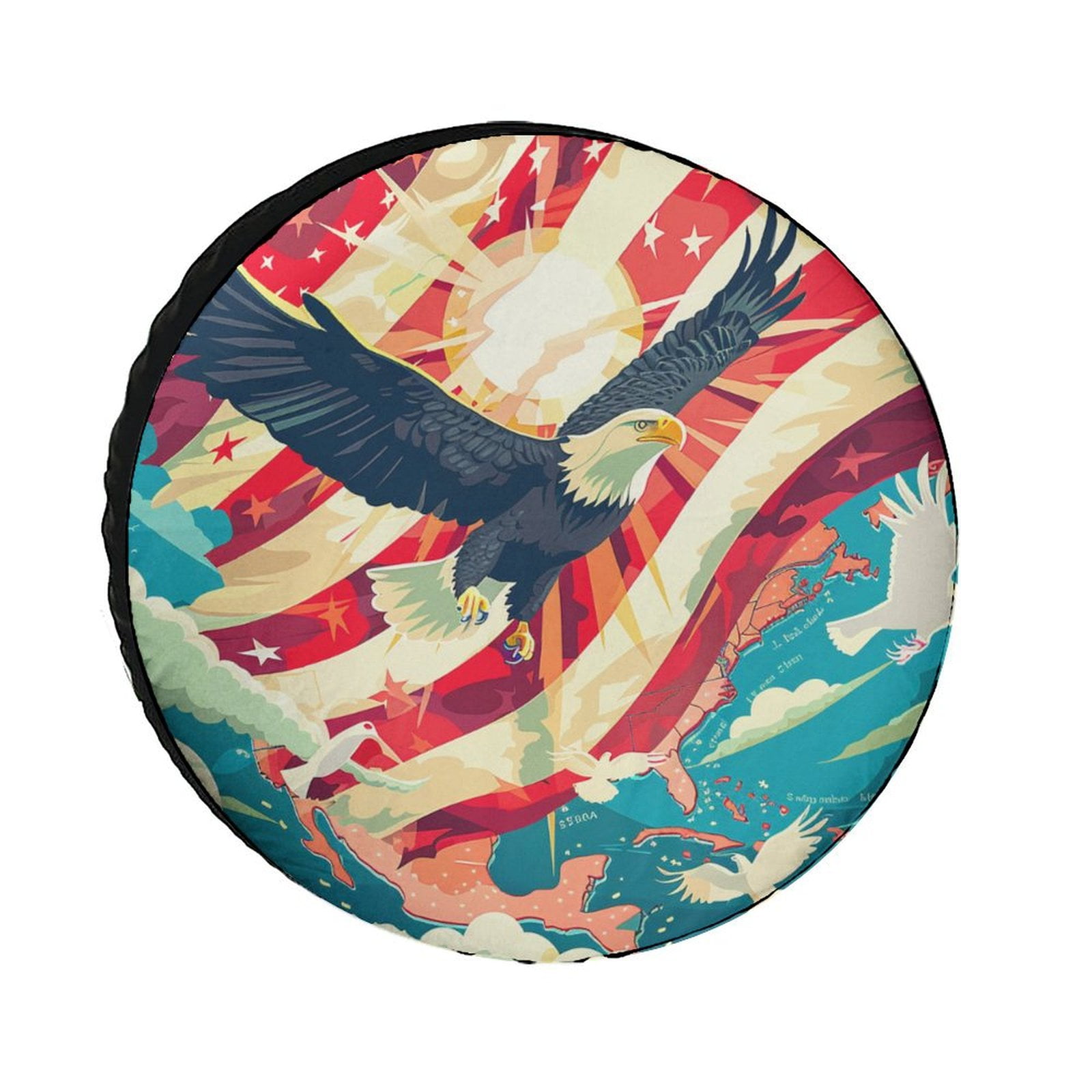 American Flag Eagle Camper Spare Tire Cover Memorial Day Patriotic ...