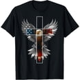 American Flag Eagle Cross Christian 4th Of July Patriotic T-Shirt ...