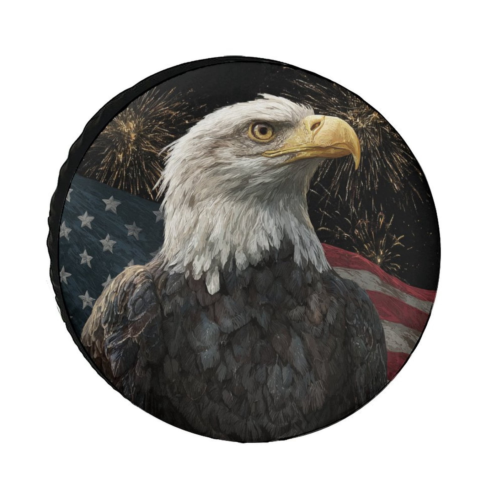 American Flag Eagle Firework Camping Spare Tire Cover Patriotic ...