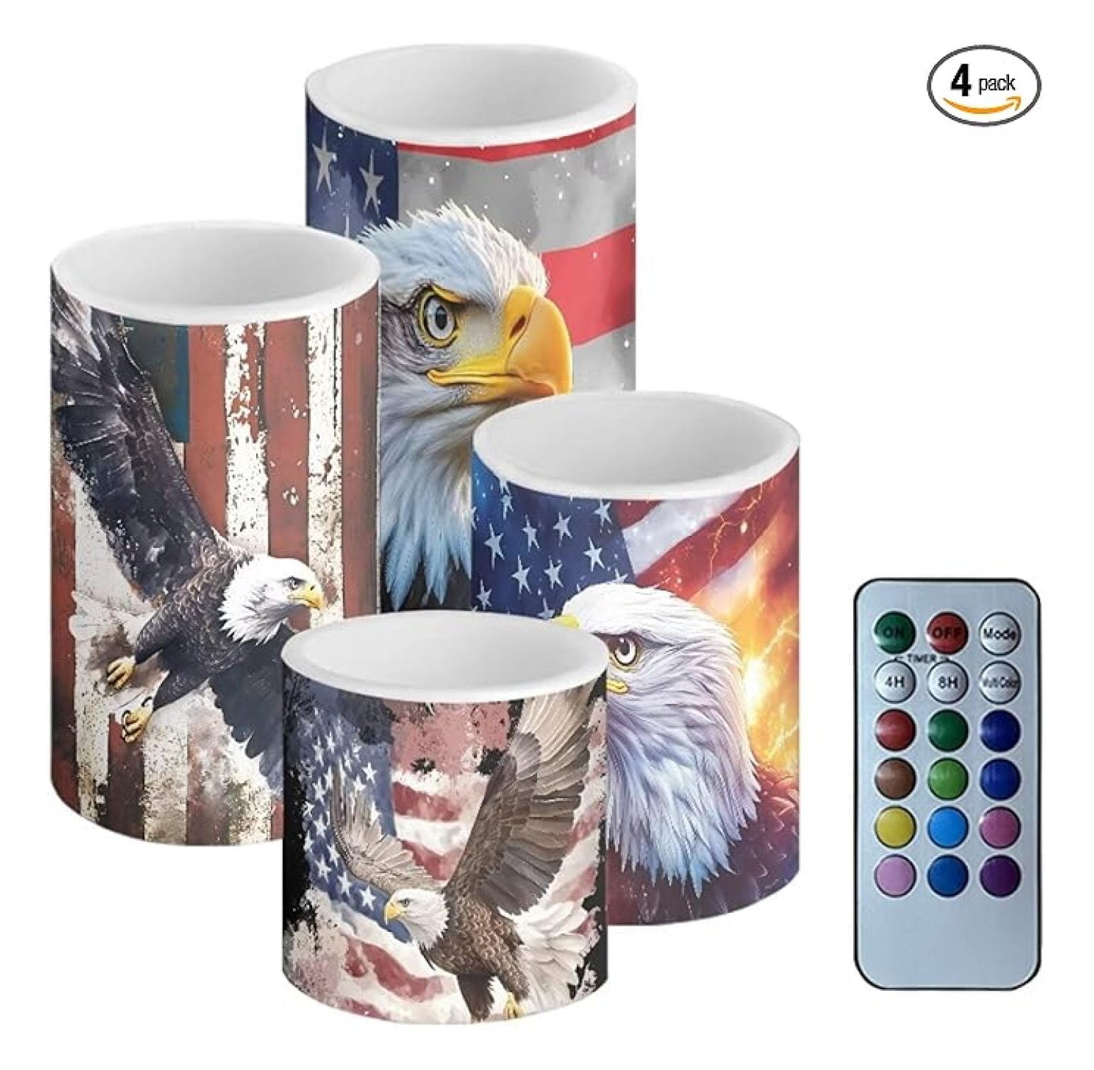 American Flag Eagle Flameless Candles Battery Powered LED Candle with ...