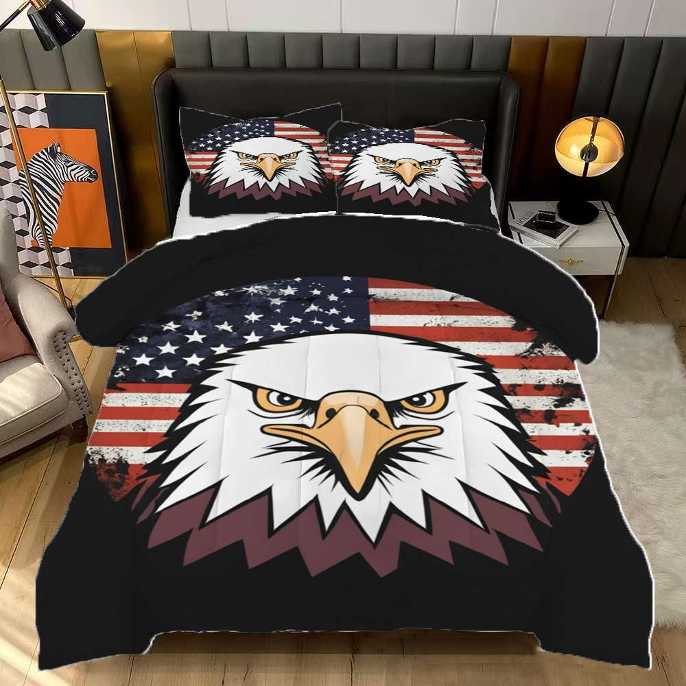 American Flag Eagle Graphic Comforter Set Full Size Bedding Set For ...