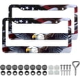 American Flag Eagle License Plate Frames - 2 Pack Front Rear Patriotic ...