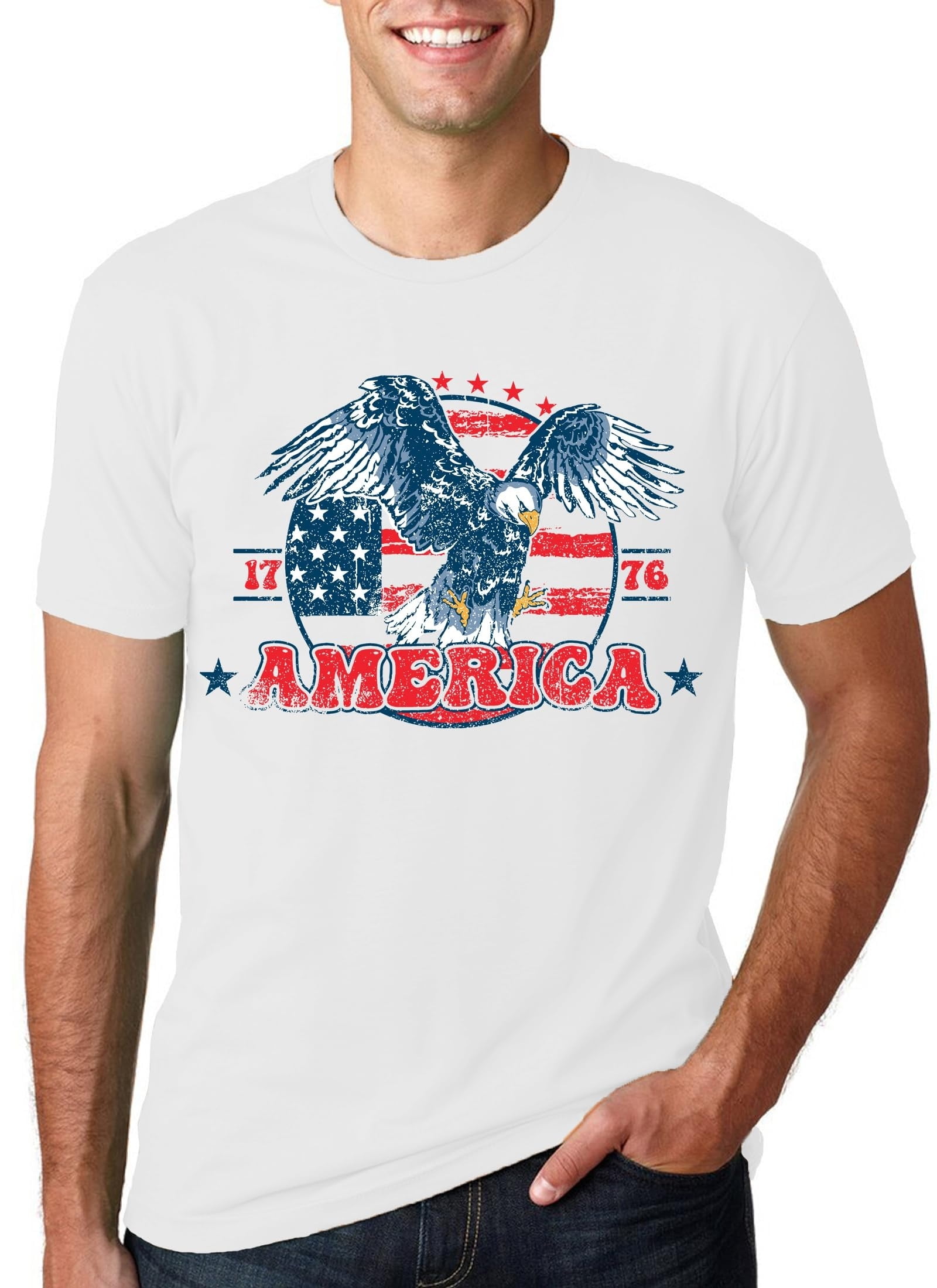 American Flag Eagle Shirt Men's 1776 July Patriotic T Shirts - Walmart.com