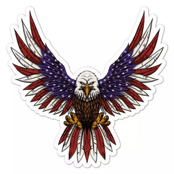 American Flag Eagle Sticker Indoor Outdoor Phone Decal Water Bottle ...