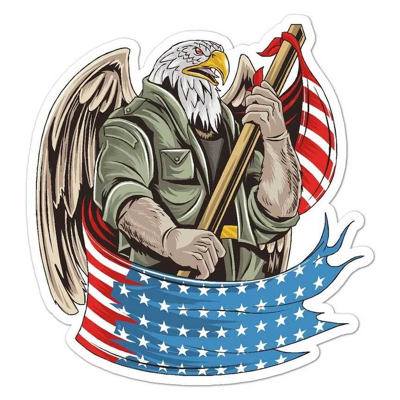 American Flag Eagle Sticker Indoor Outdoor Phone Decal Water Bottle ...