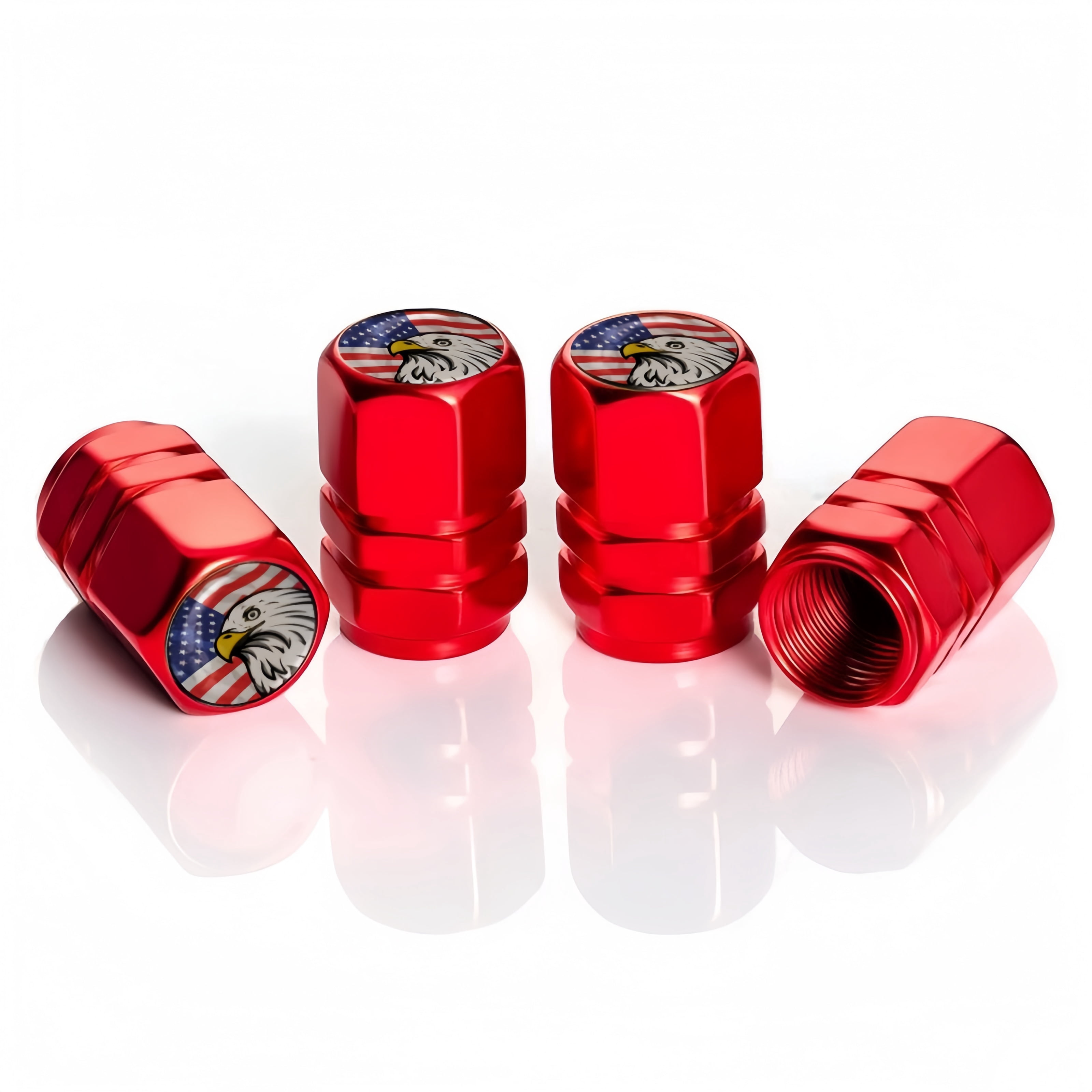 American Flag Eagle Tire Valve Stem Caps, Aluminum Black Stem Tire ...