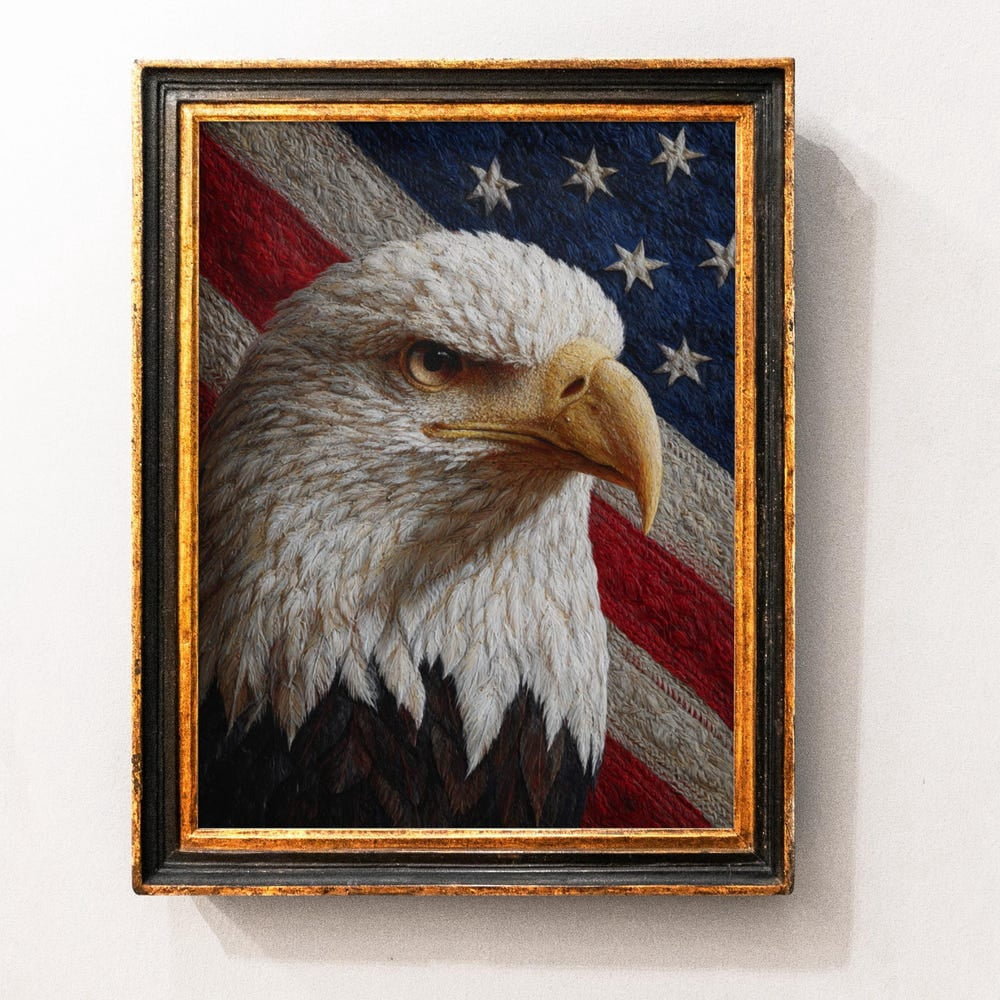 American Flag Eagle Wall Art Print Rustic Usa Flag Home Decor Fourth Of ...