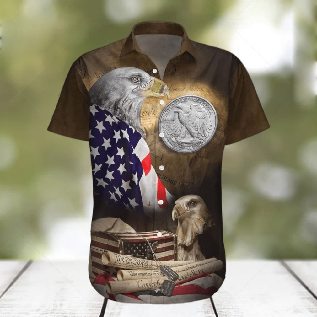 American Flag Eagle We The People Hawaiian Aloha Shirt - Walmart.com