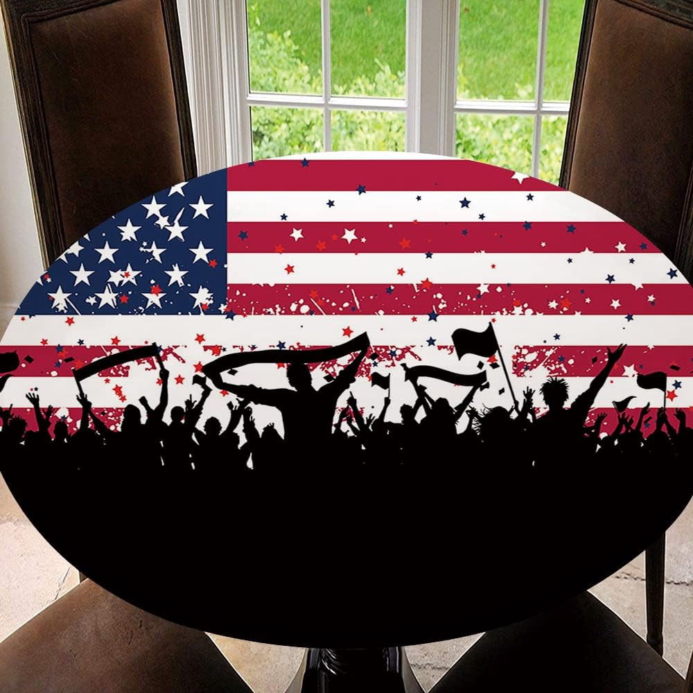 American Flag Elastic Tablecloth, Bless America Flag Holiday Table ...