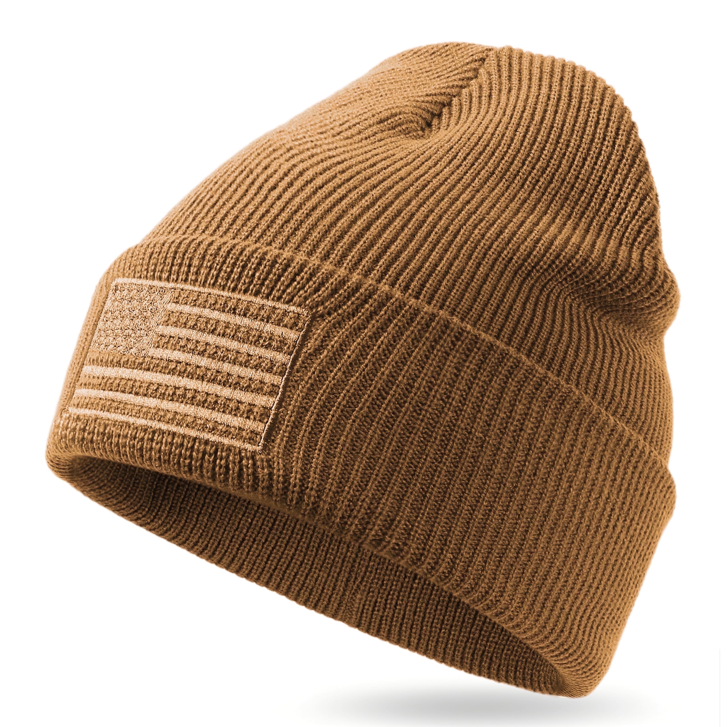 American Flag Embroidered Knit Cuffed Beanie for Men Women Tactical Winter Warm Hat - Walmart.com