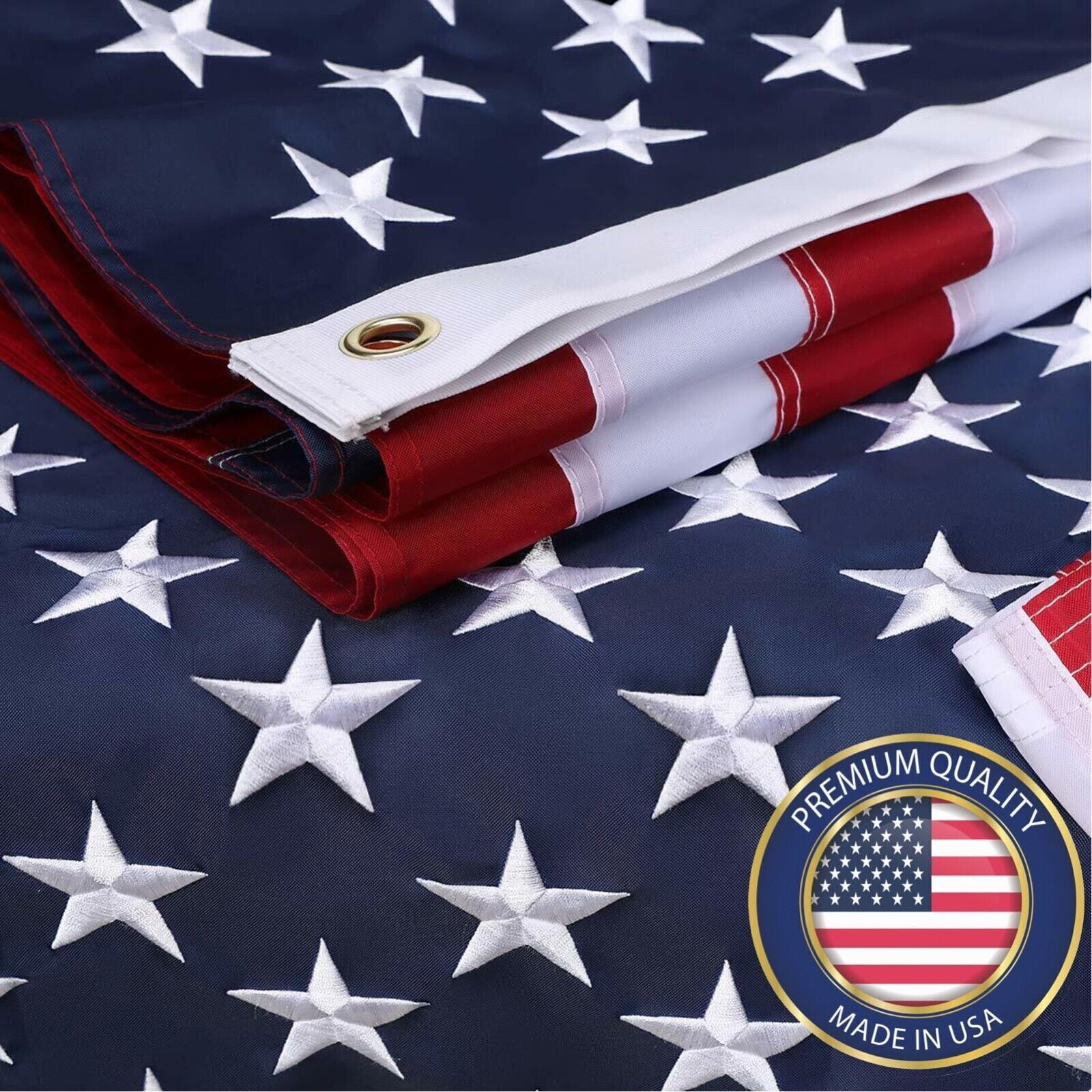 American Flag Embroidered Outdoor Heavy Duty Sewn Stripe Stars Yard ...
