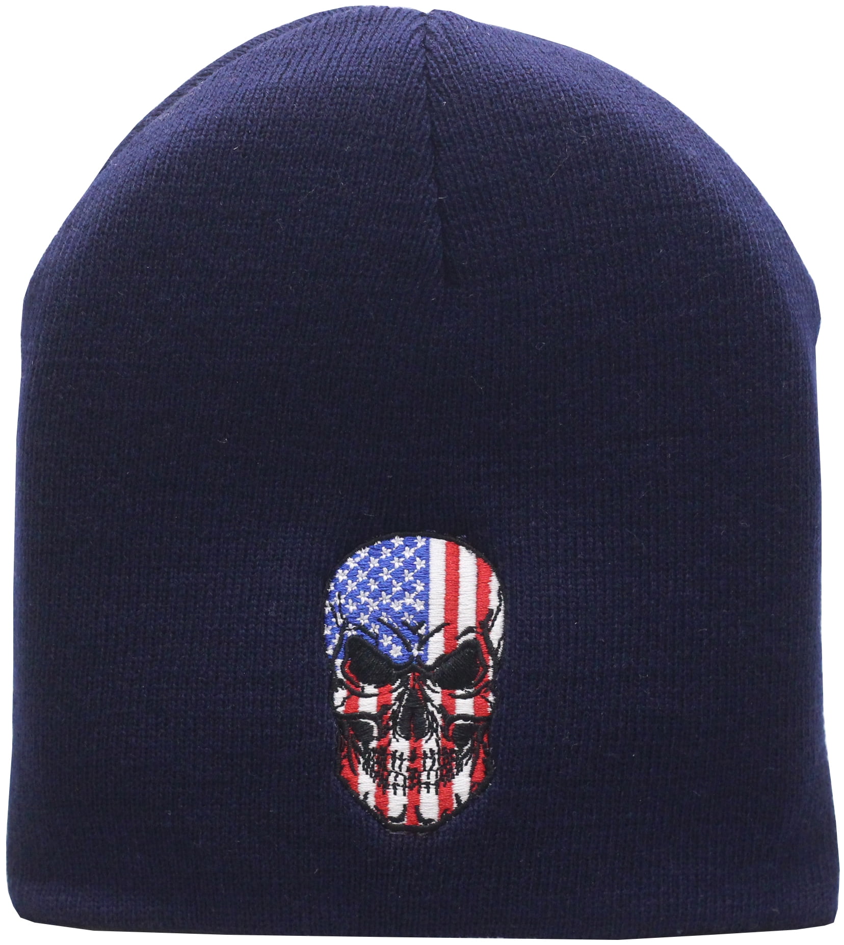 American Flag Enforcer Skull Knit Hat Navy - Walmart.com