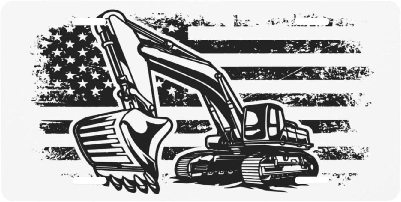 American Flag Excavator License Plate for Front of Car Sign License ...