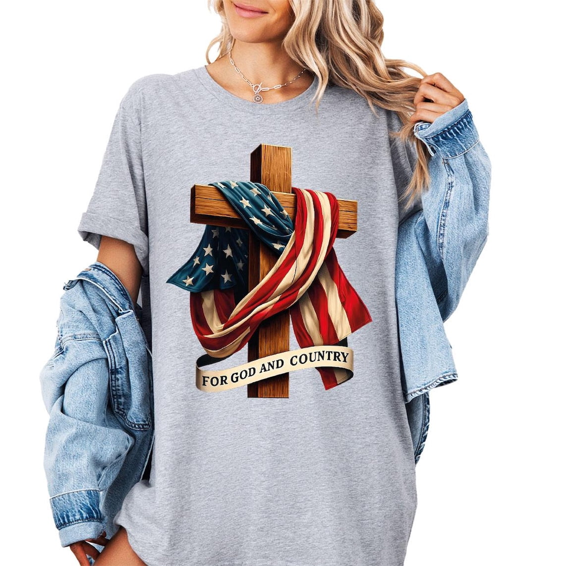 American Flag Faith Tee, Religious American Flag Shirt, Christian Cross ...