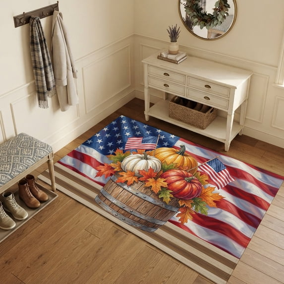 American Flag Fall Area Rugs 3'x5', Washable Small Throw Rugs for ...