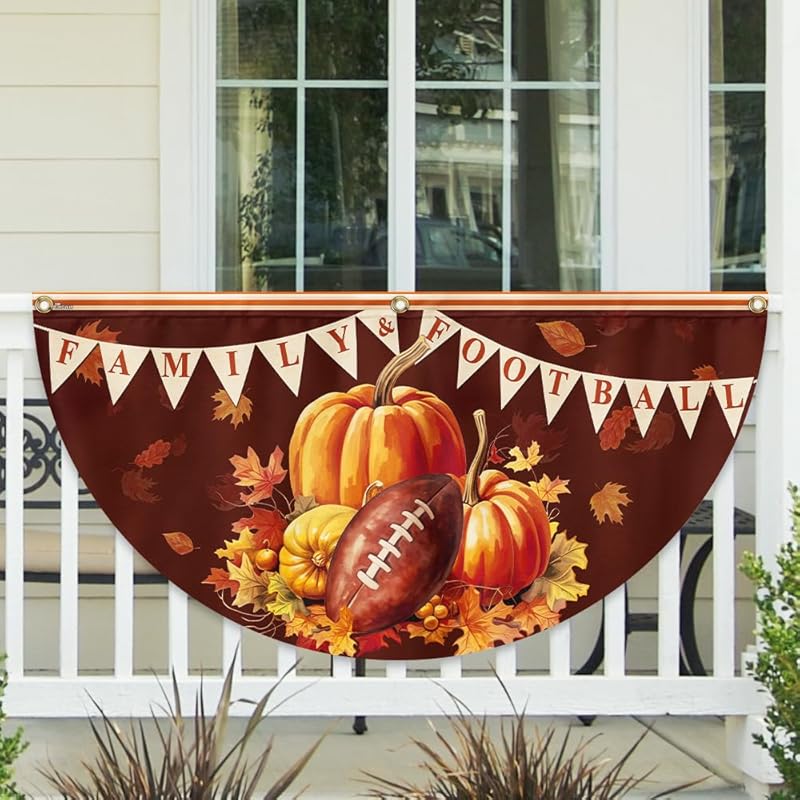 American Flag Fall Family And Football Non-Pleated Fan Flag , 3x6 ft, 1 ...