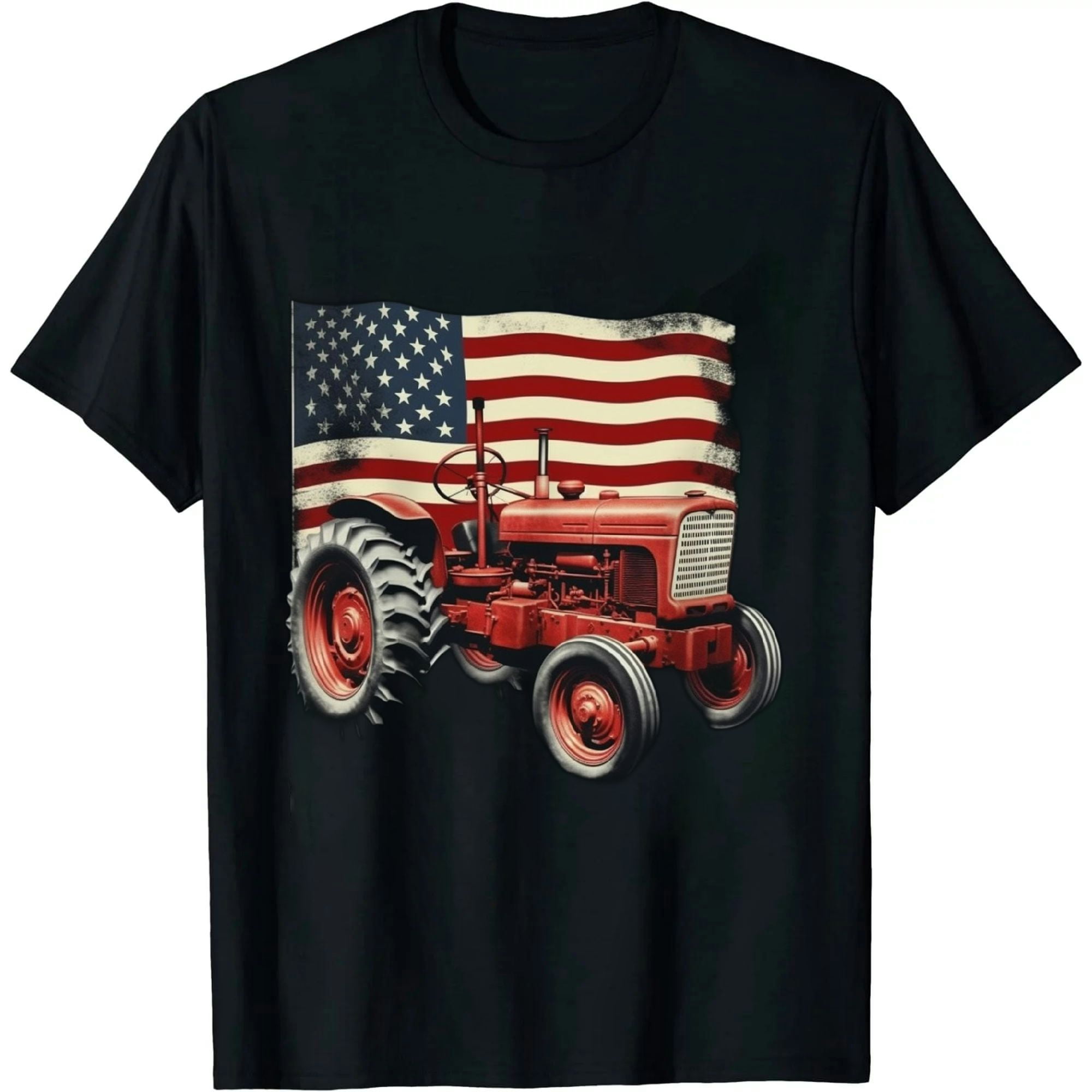 American Flag Farm Tractors Vintage Patriotic Farming Farmer T-Shirt ...