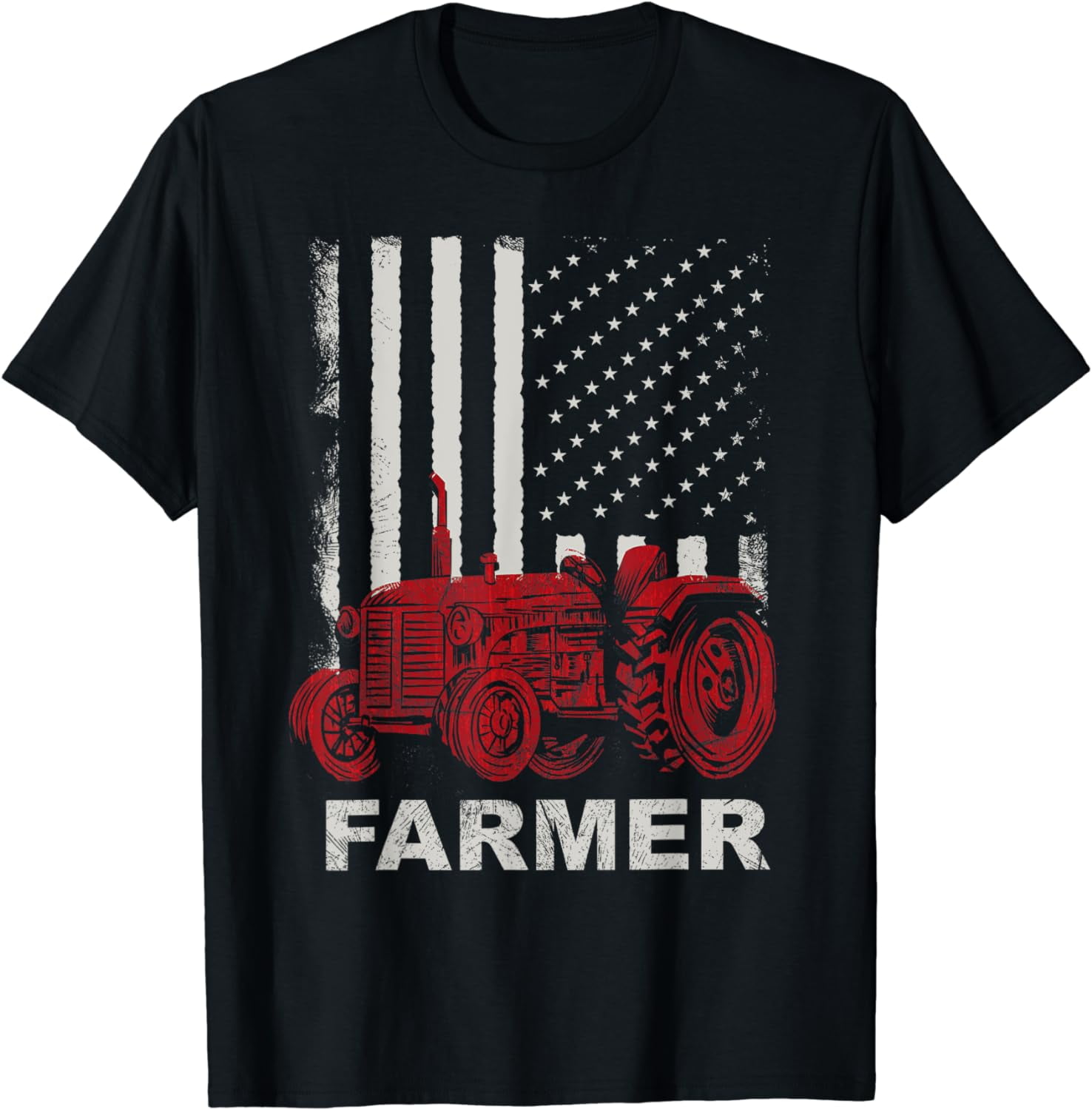 American Flag Farm Tractors Vintage Patriotic Farming Farmer T Shirt