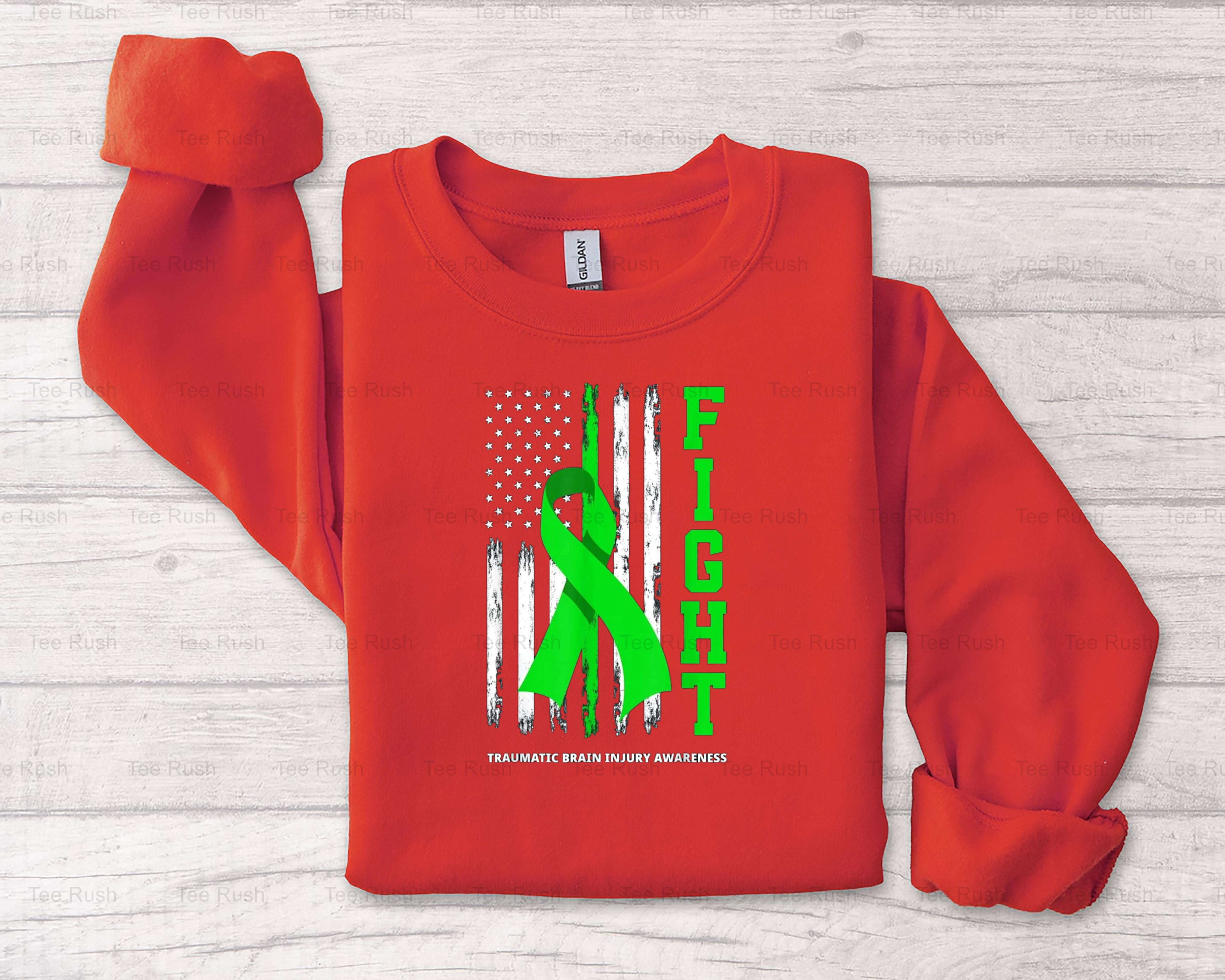 American Flag Fight Traumatic Brain Injury TBI Awareness Support,T ...