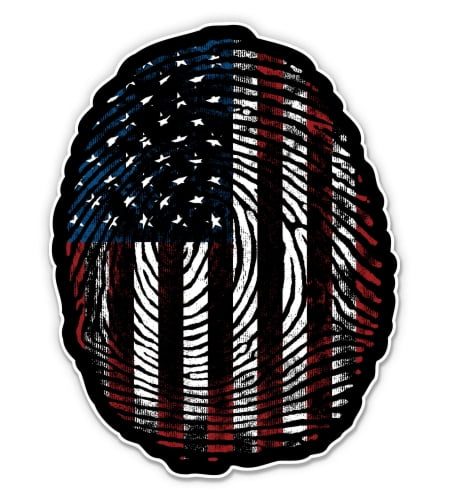 American Flag Fingerprint USA - 5" Vinyl Sticker - For Car Laptop I-Pad ...