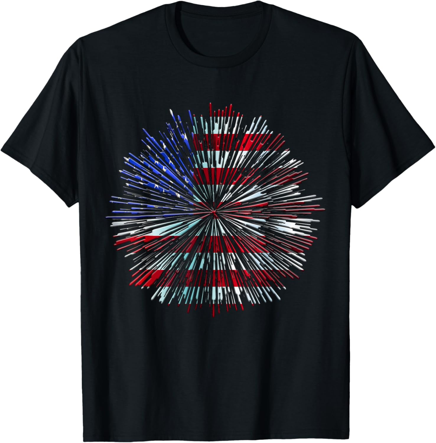 American Flag Firework T-Shirt - Walmart.com