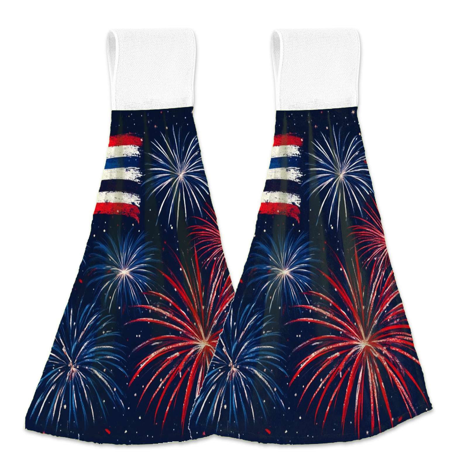 American Flag Fireworks Celebration Hanging Kitchen Hand Towels Sets ...